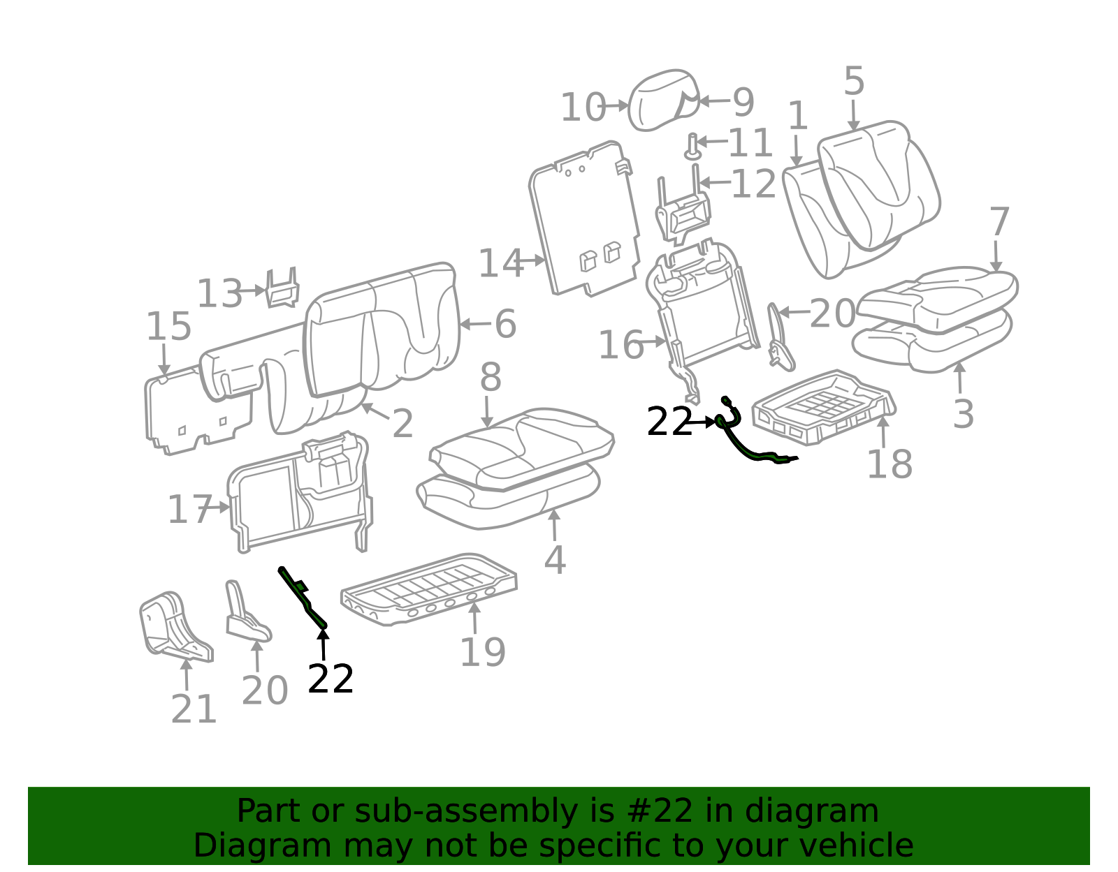 88941330 - 2003-2013 GM - Rear Seat Back Latch Cable | Partners Chevy