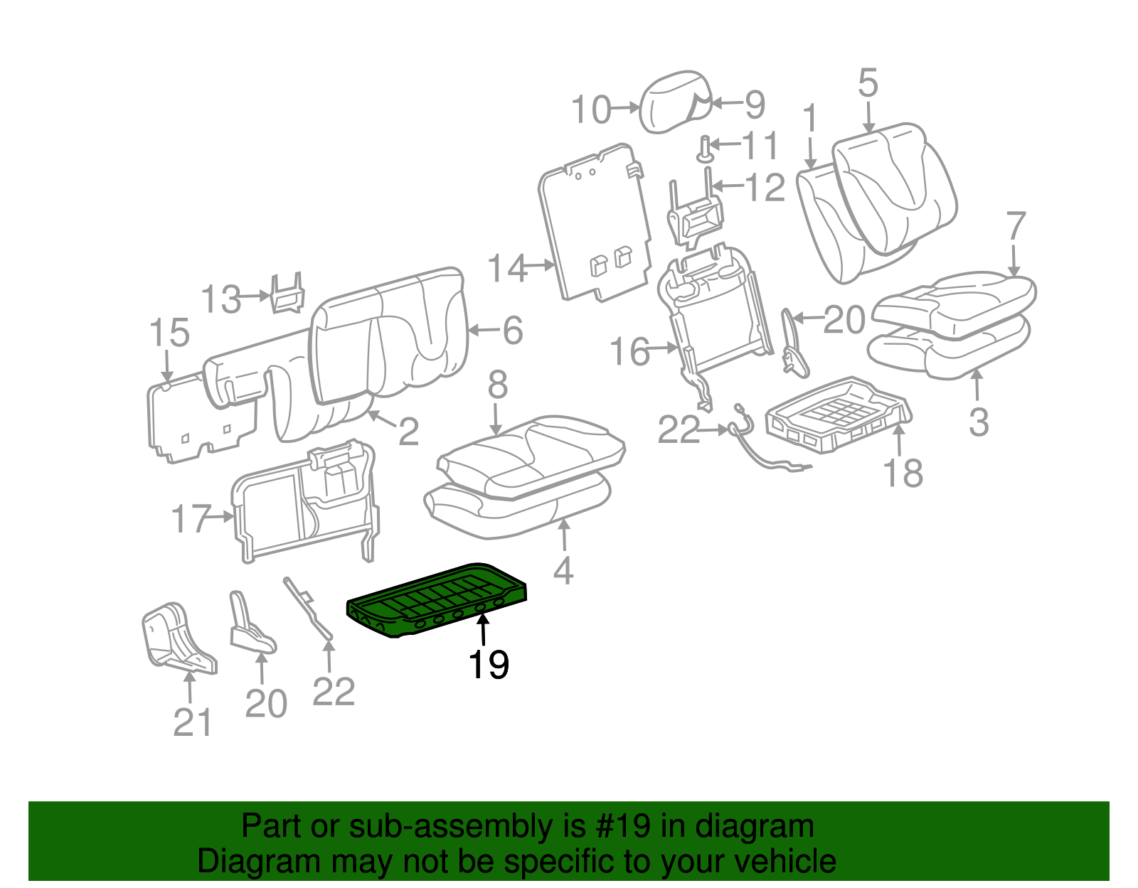 2003-2007 GM Driver Side Rear Seat Cushion Frame 88976873 | Capital ...