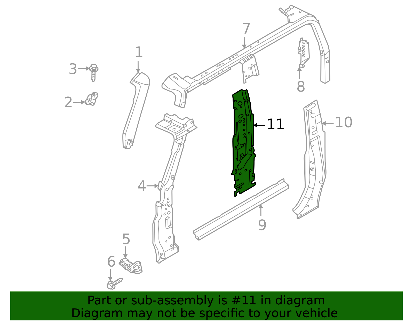 2021-2025 Ford Bronco | Inner Pillar | M2DZ-9824382-B | Walls' Ford Parts