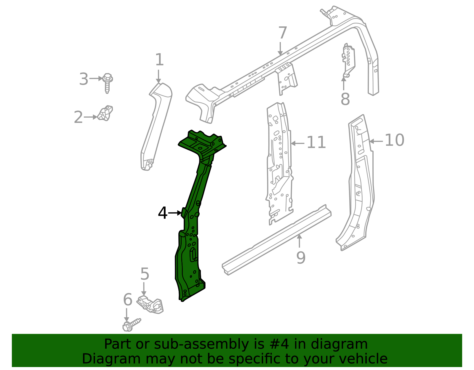 2021-2025 Ford Bronco Inner Hinge Pillar M2DZ-9802505-B | Awesome Parts Ford