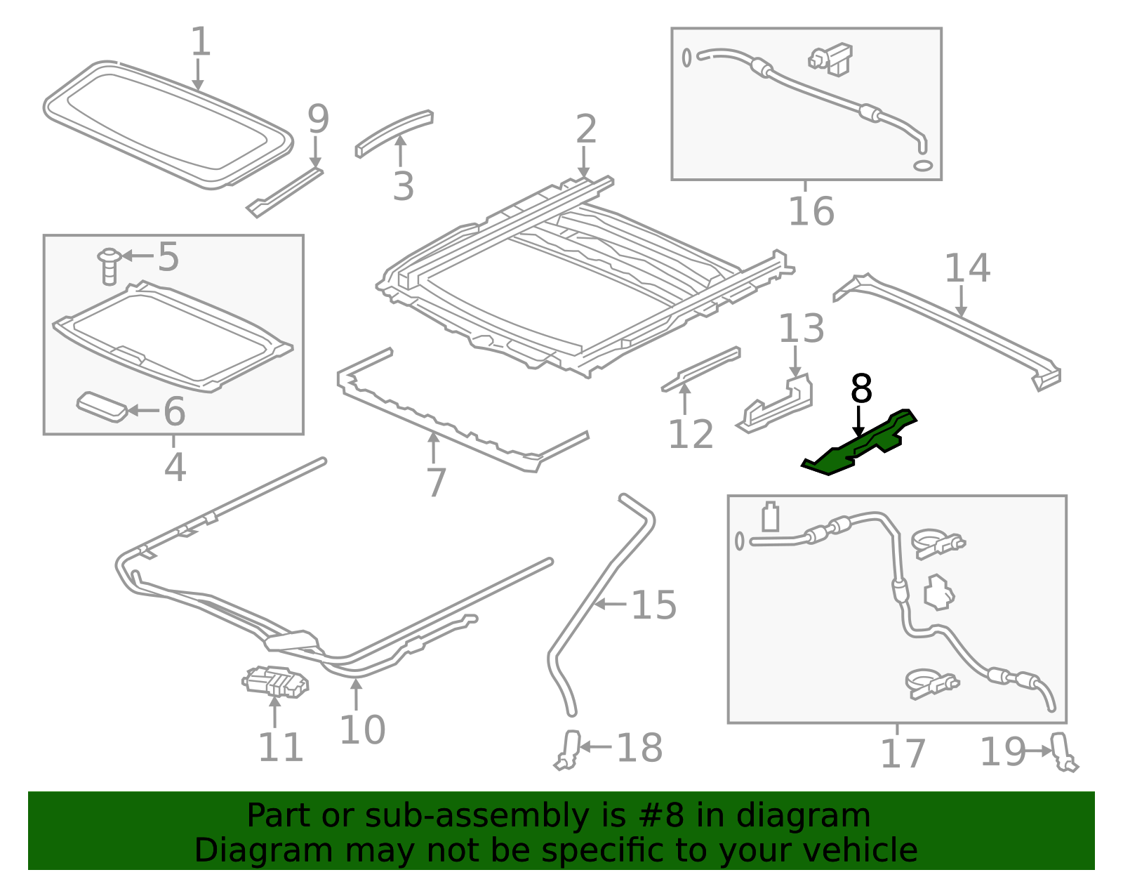 70300-TK8-A01 - High-Quality Sunroof Cable Guide for 2011-2017 Honda ...