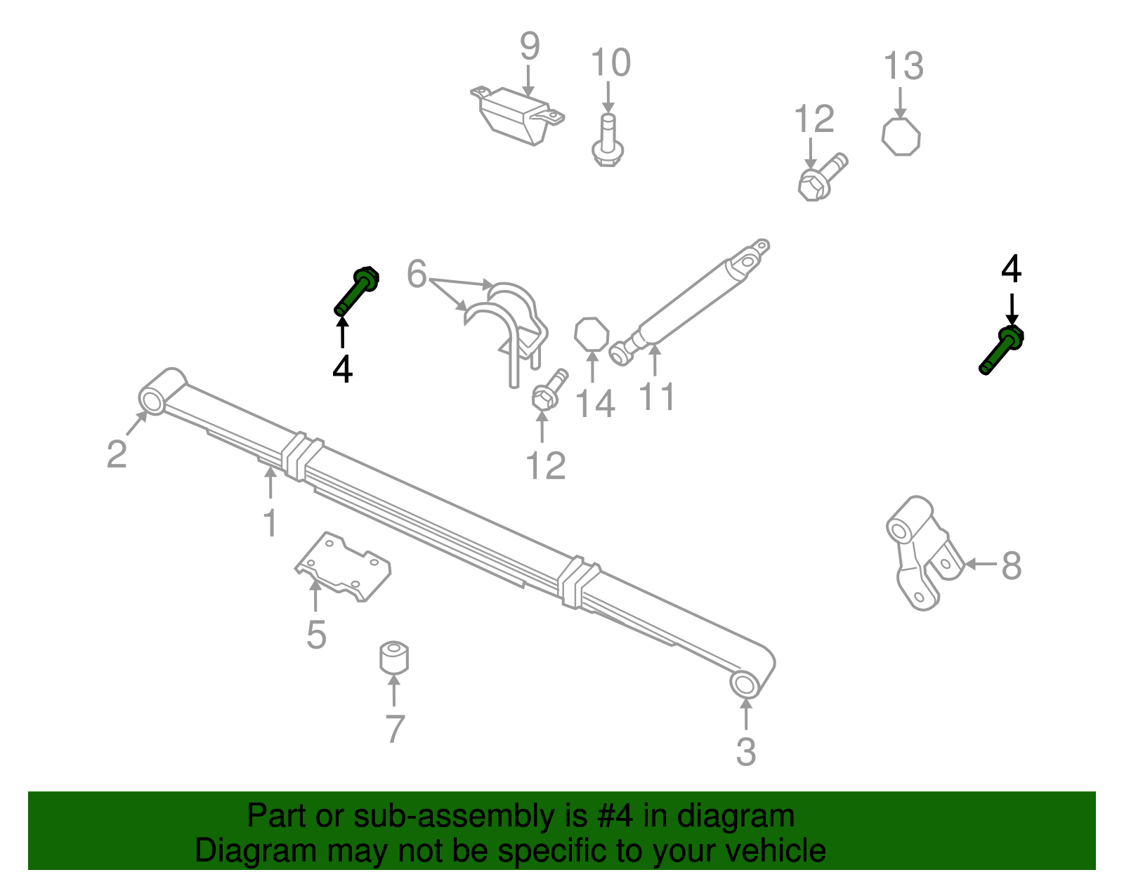 2009 Mitsubishi Raider Leaf Spring Bolt 06505599AA | Mitsubishi Parts ...
