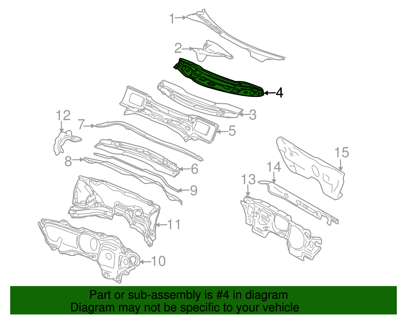 2005-2014 Volkswagen Cowl Panel 1K0-802-163-B | VW Direct Auto Parts