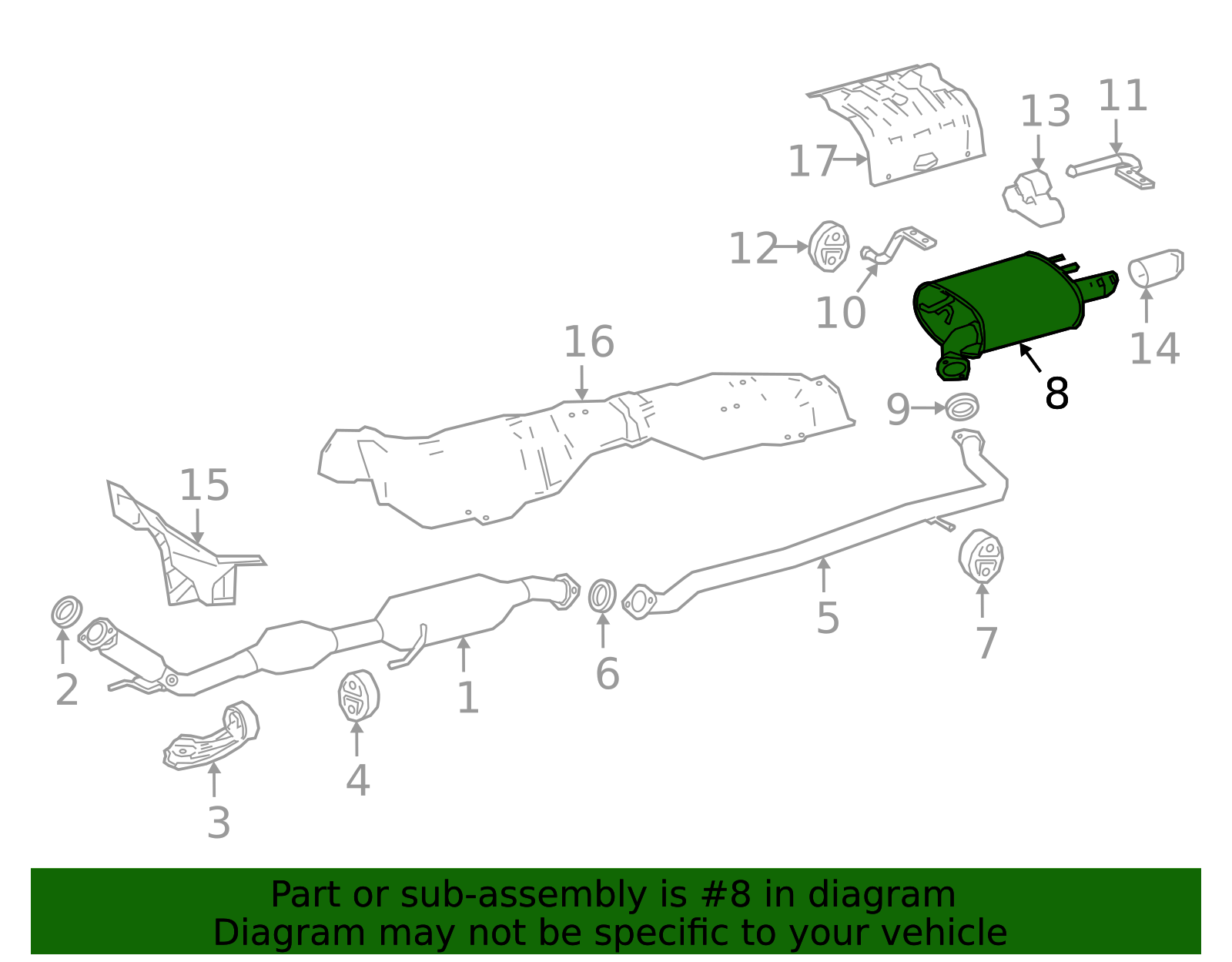 2020-2024 Toyota Camry Muffler 17430-F0341 | Toyota Parts Center