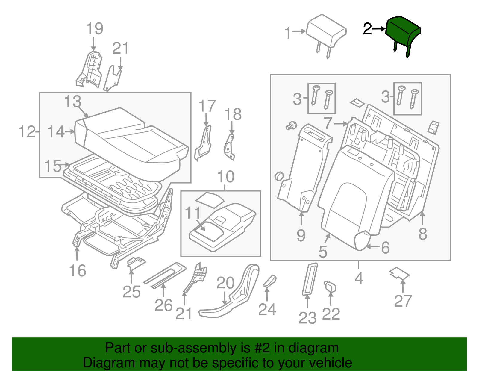 Hyundai - 89700-3J000-V9D - Headrest, Outer - 2007-2012 Hyundai Veracruz | OEM Hyundai Parts Outlet