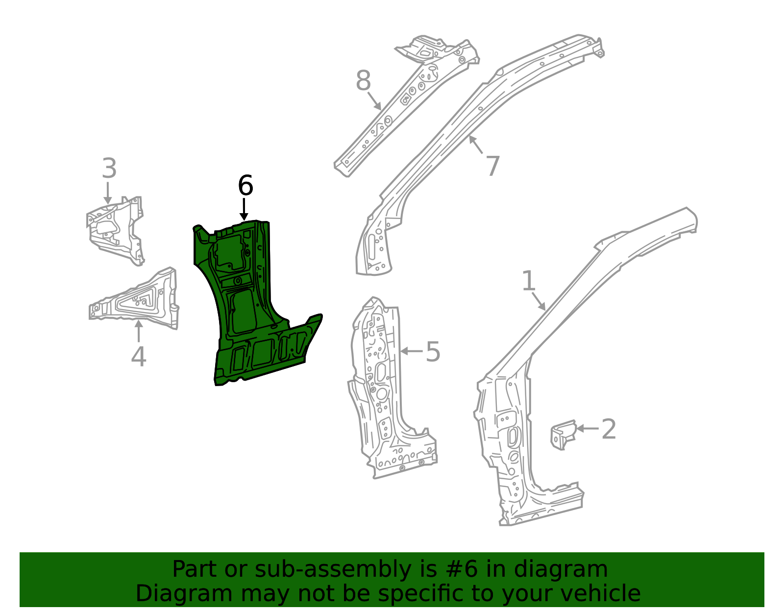 2018-2025 Toyota 2018-2024 Toyota - Inner Hinge Pillar 61122-06160 ...