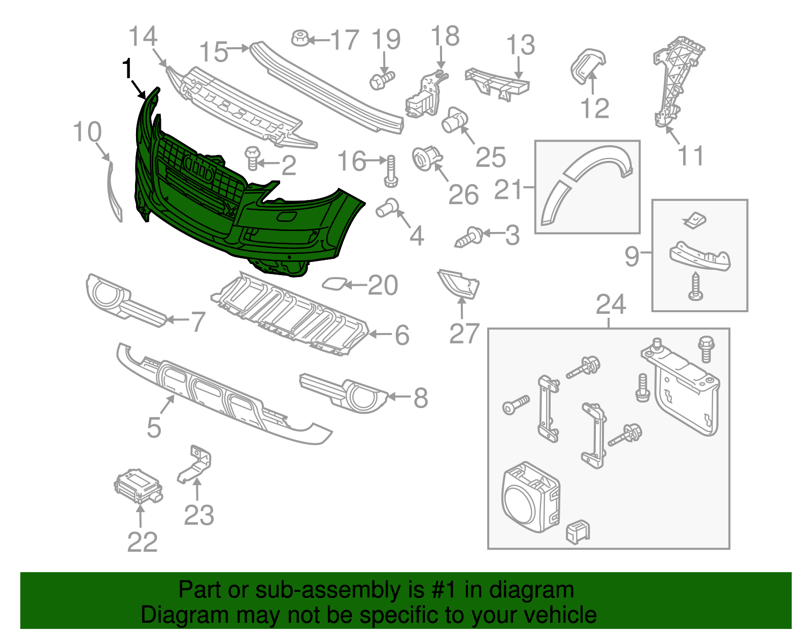 2010-2015 Audi Q7 Bumper Cover 4L0-807-105-J-GRU | OEM Parts Online