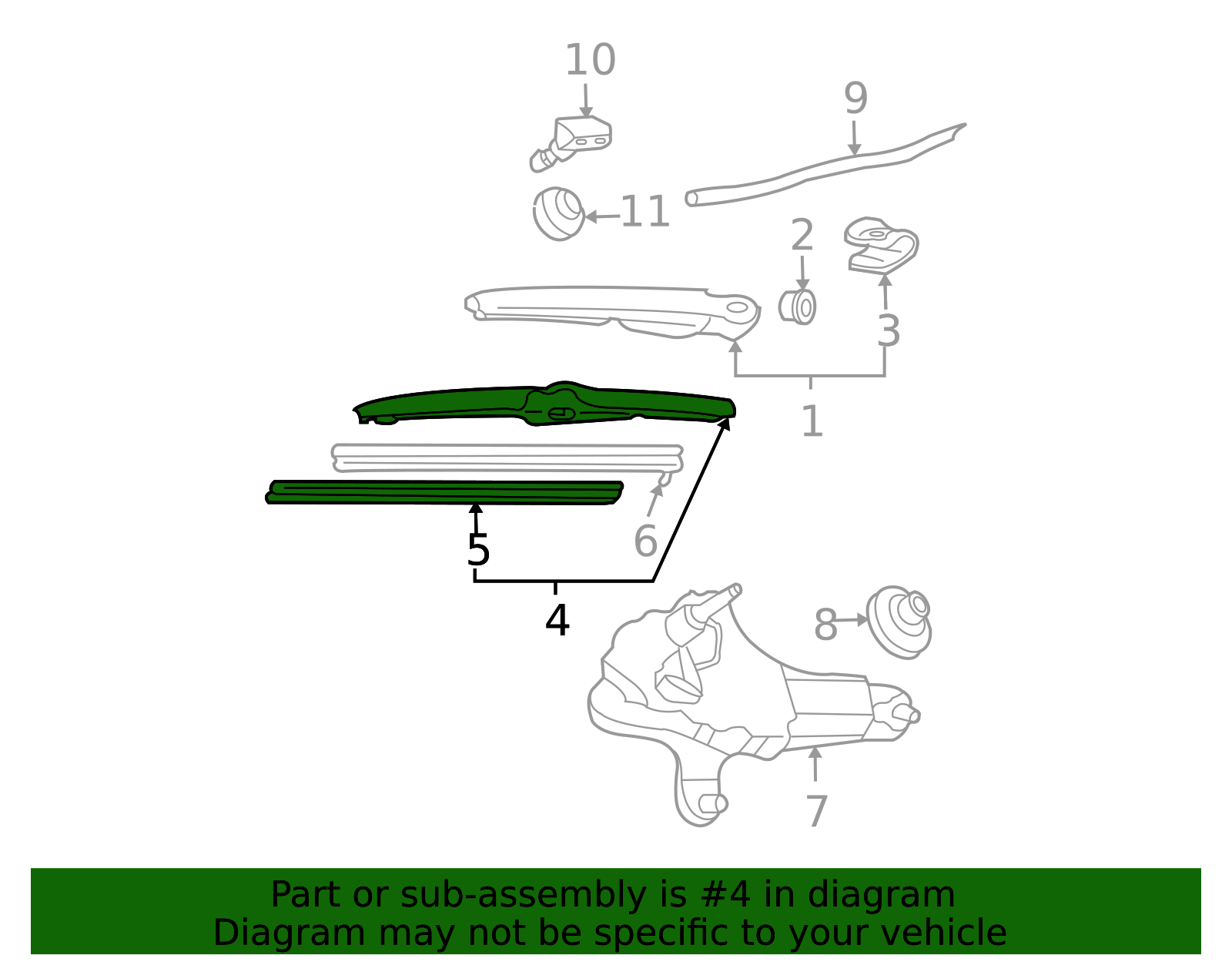 2006-2018 Toyota Back Glass Wiper Blade (Right, Rear) 85242-42030 | OEM ...