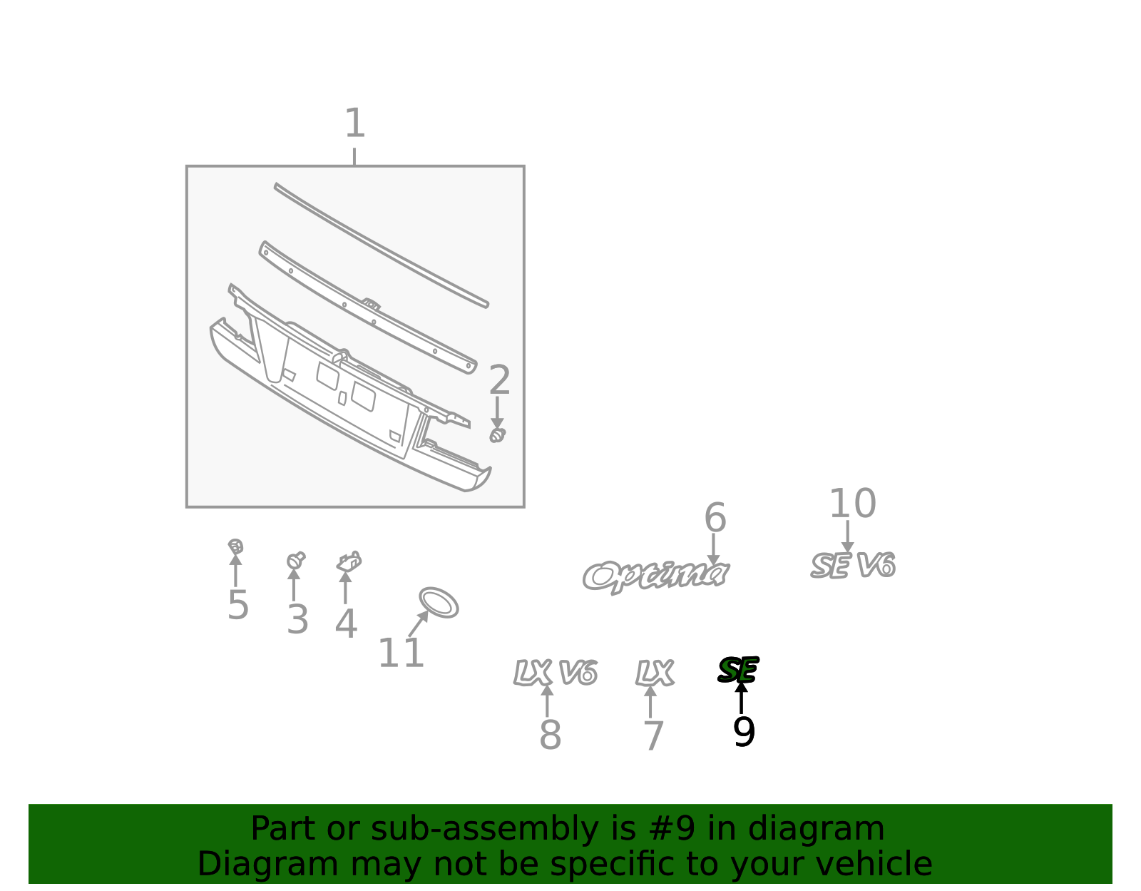 86313-3C010 - Nameplate 2001-2003 Kia Optima | Kia.Parts Store