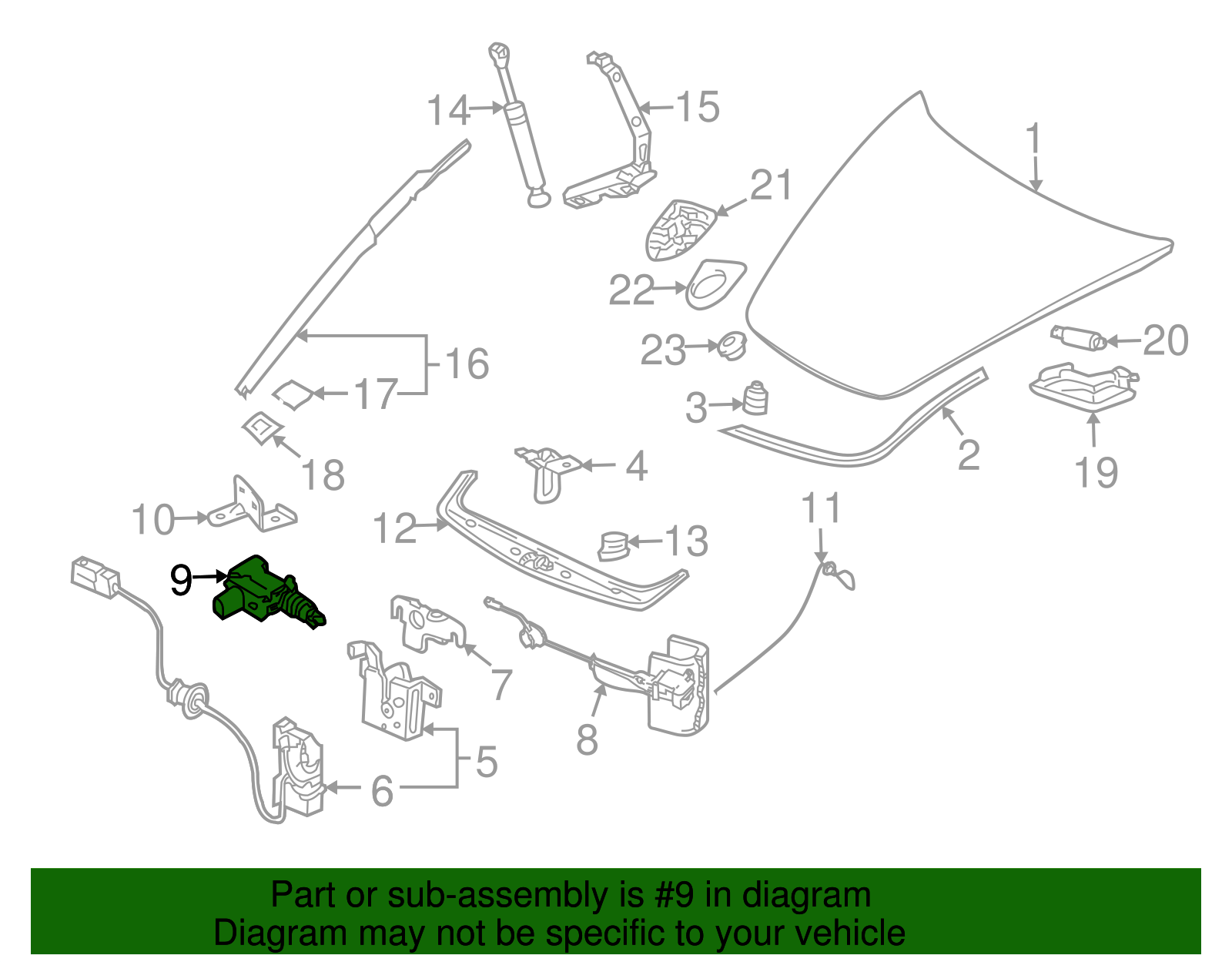 2005-2013 Porsche Hood Release Handle 997-624-119-00 | Gaudin Porsche Parts