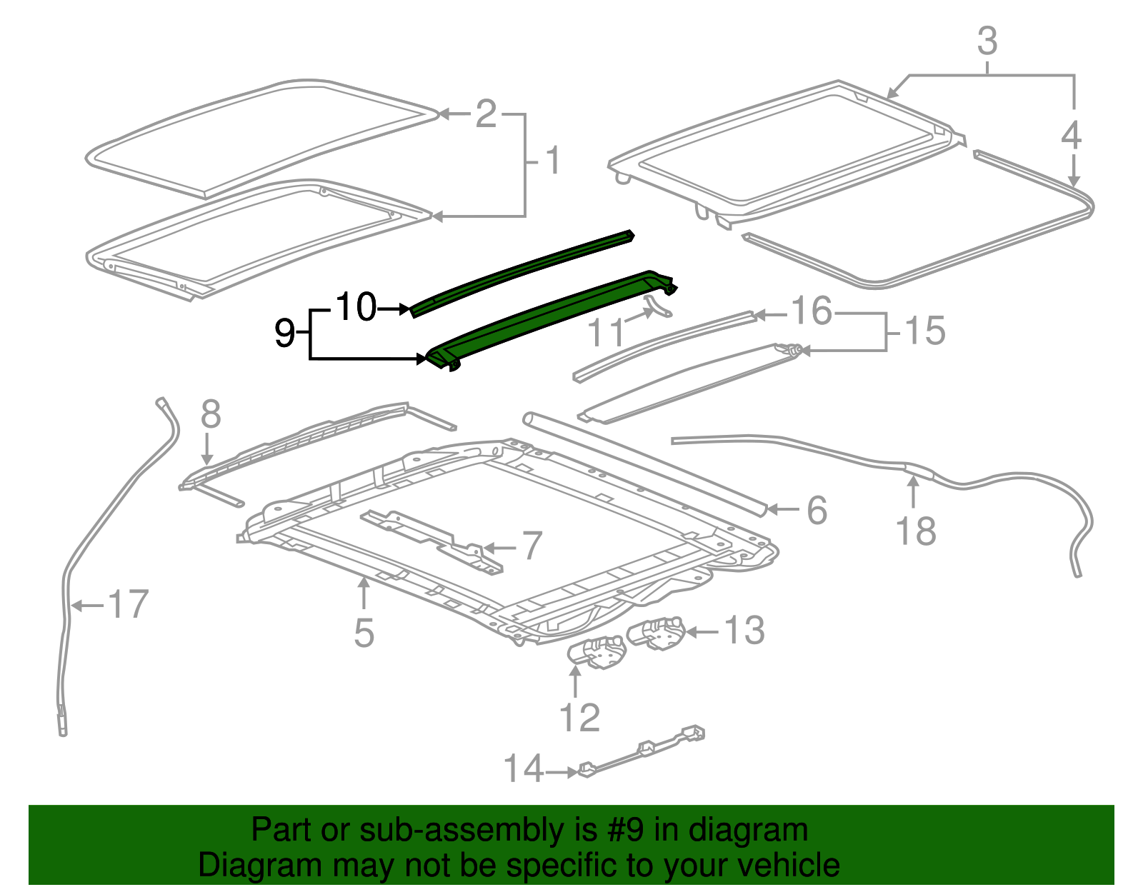 2008-2019 Cadillac Sunroof Housing Drain Gutter 22886294 | Shop Matick ...