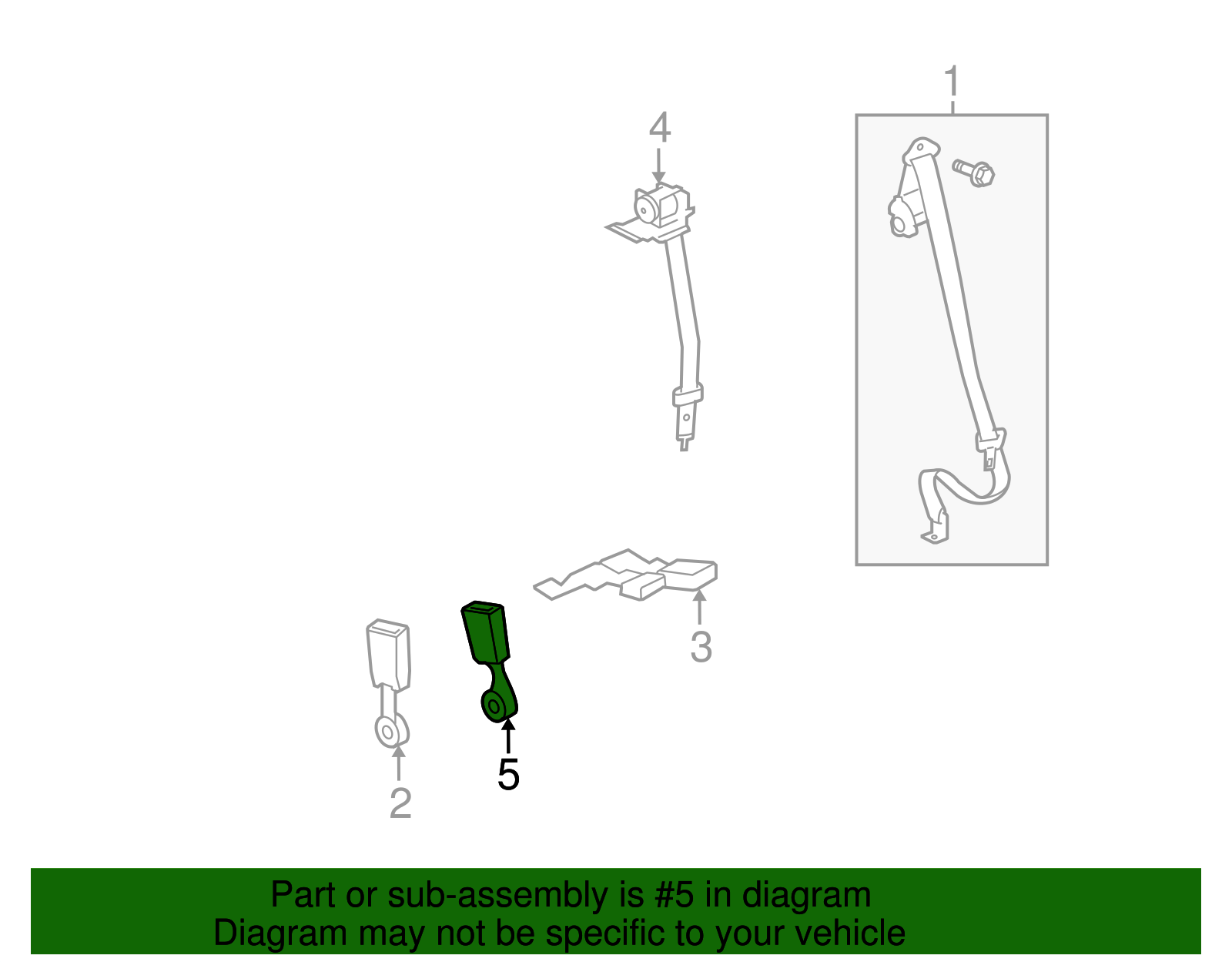 2009-2012 GM Light Cashmere 3rd Row Center Seat Belt with Buckle ...