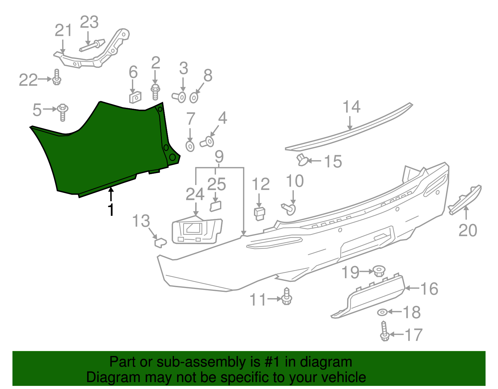 87823655 - 2018-2024 Buick Enclave - Rear Driver Side Upper Bumper ...