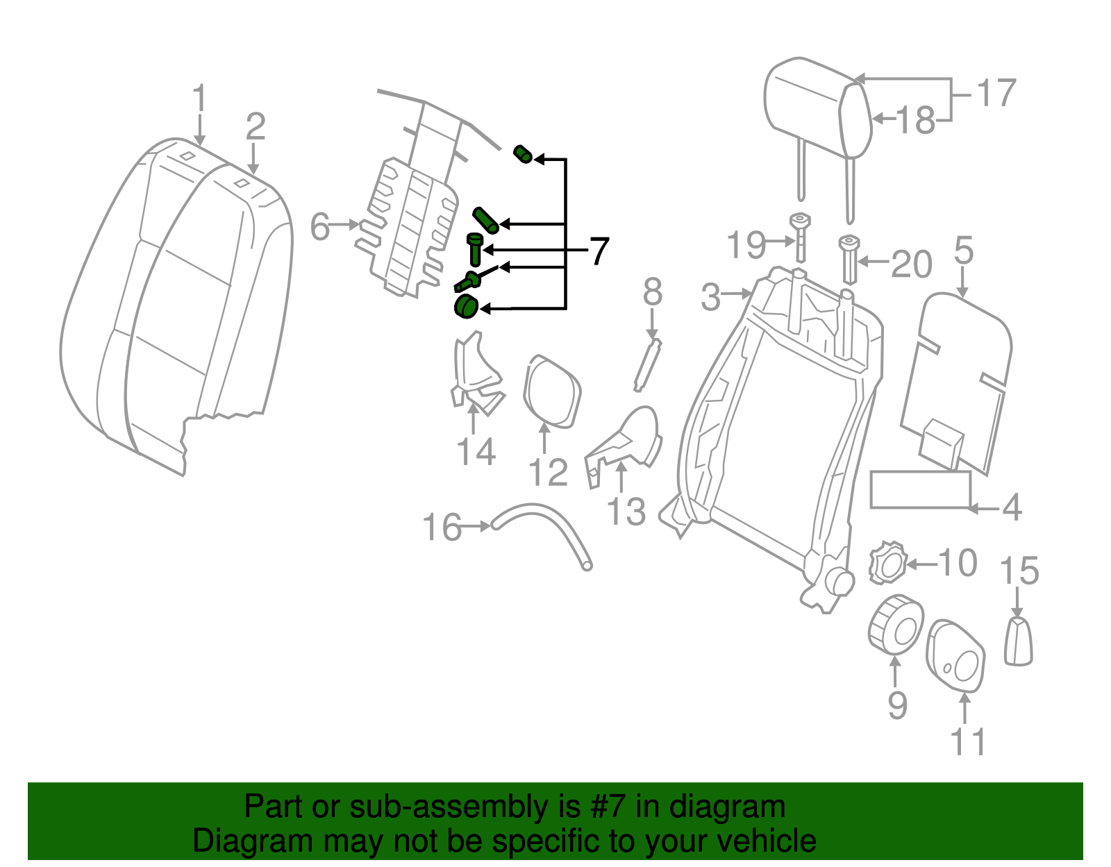 1K0-898-955 - Lumbar Support Hardware Kit 2005-2016 Volkswagen ...