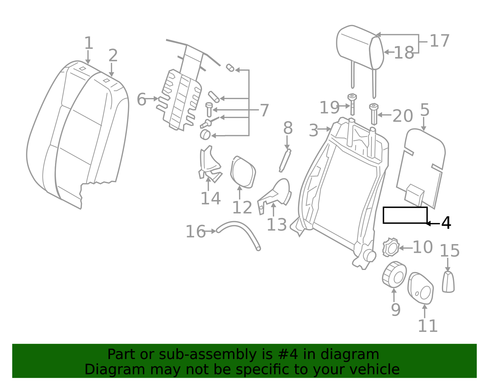1K9-885-754-A-4ES - High-Quality Seat Back Panel for 2009-2014 ...