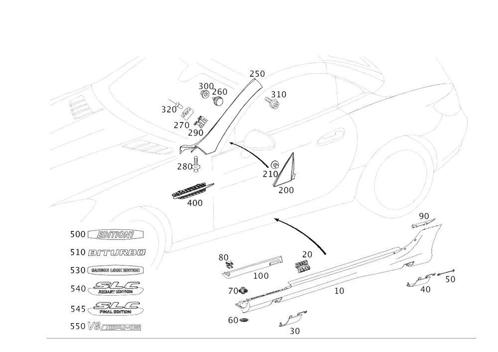 2005-2016 Mercedes-Benz SLK55 AMG | Parts Kit, Model Badge | 172-817-12 ...