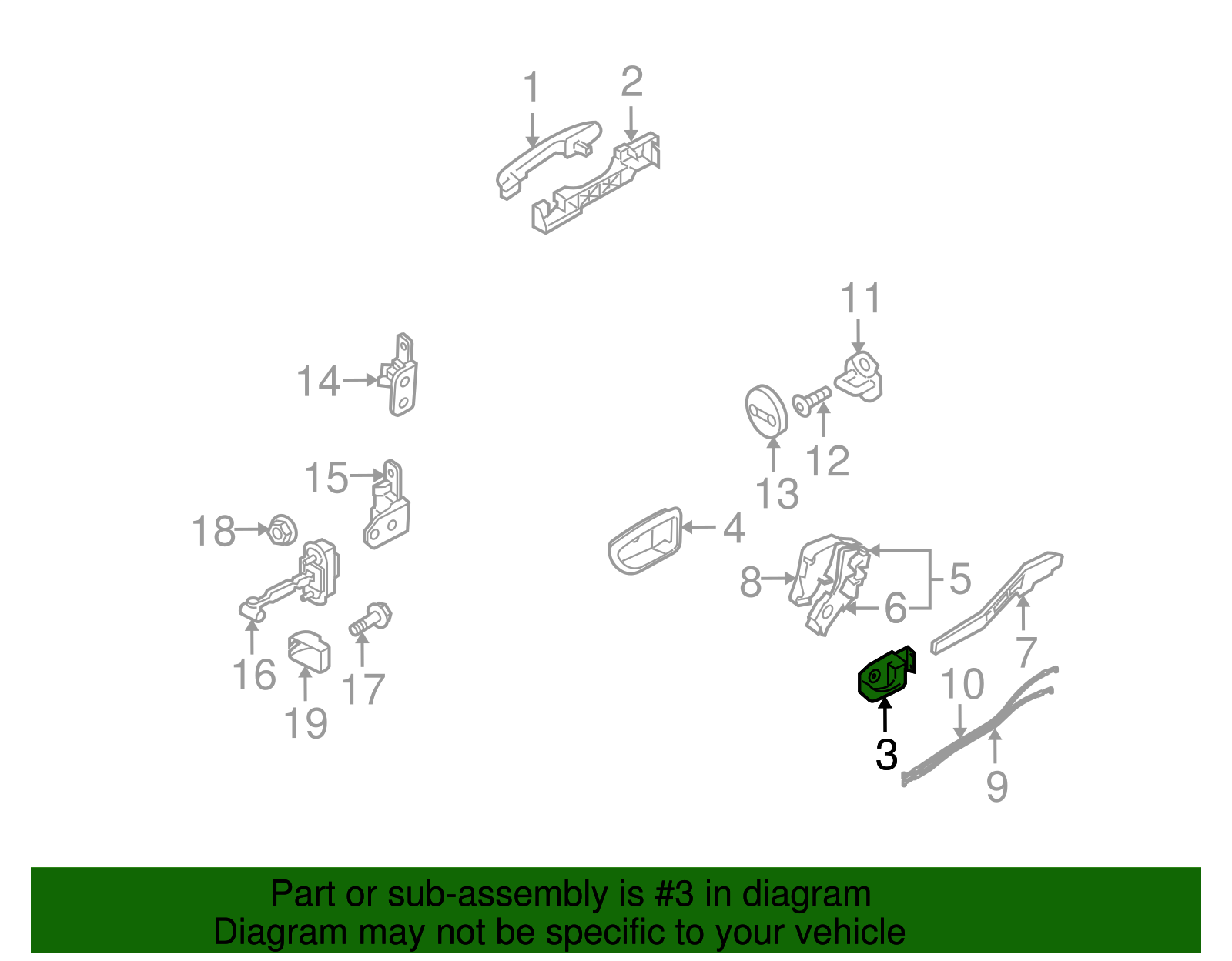 82610-3F000 - Handle, Inside 2007-2009 Kia Amanti | Kia Cheap Parts