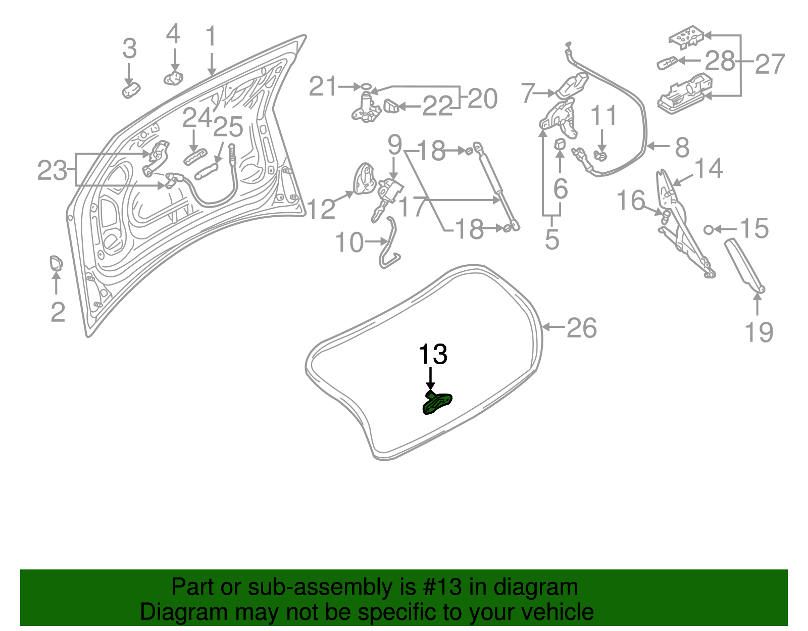8E5-827-507 - Deck Lid Striker 2002-2009 Audi | Audi OEM Parts Guy