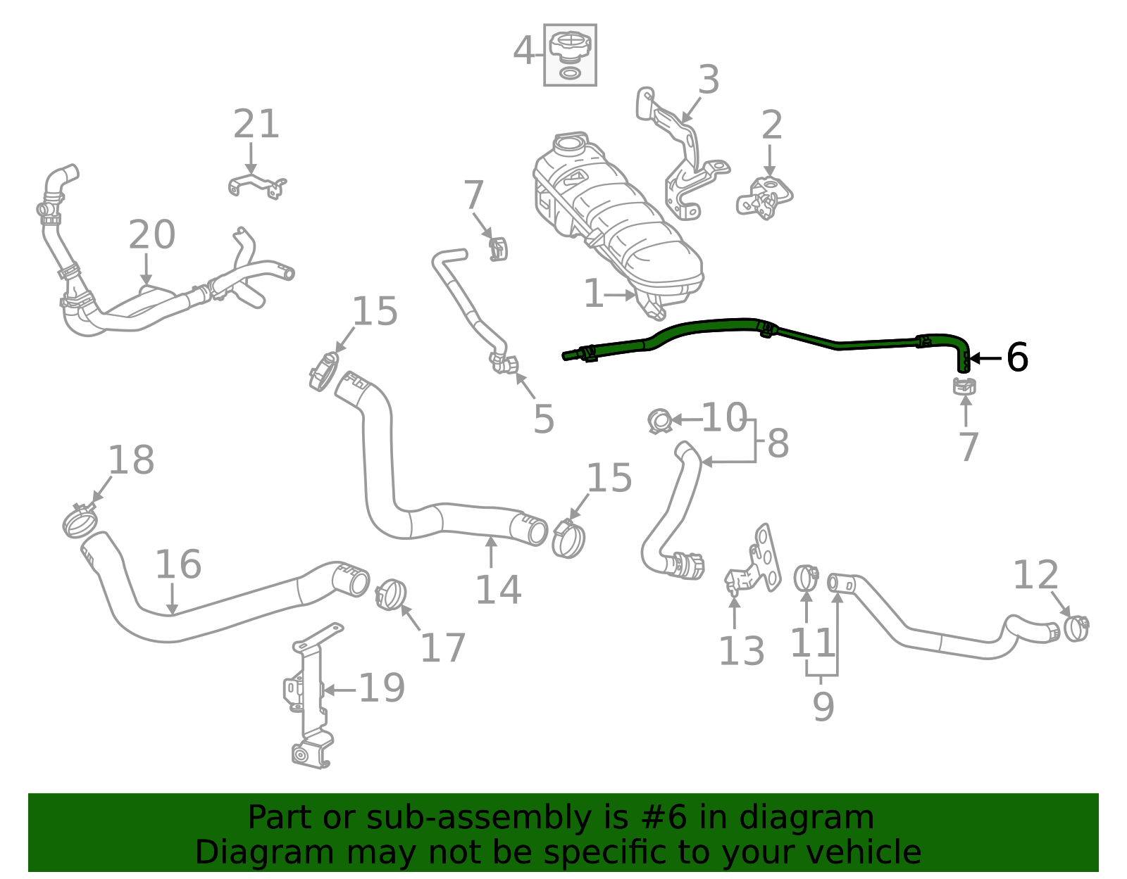 2020-2025 Chevrolet Corvette Radiator Surge Tank Inlet Hose 84369162 ...