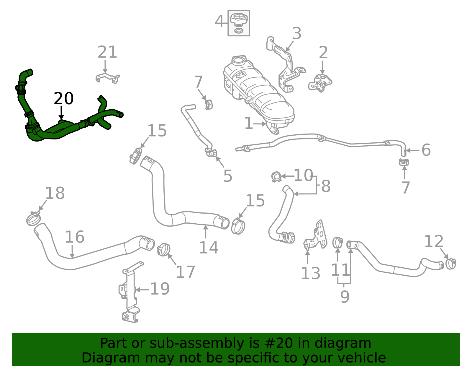 85136674 - 2020-2021 Chevrolet Corvette - Radiator Outlet Hose ...