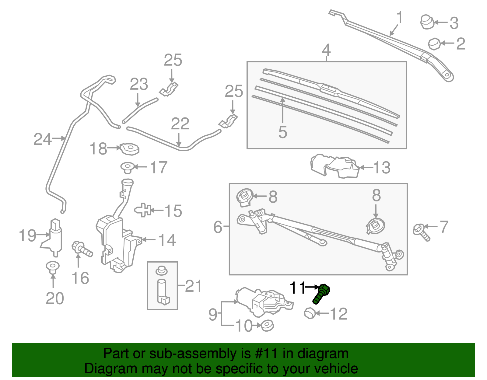 OEM 2016-2025 Honda Wiper Motor Bolt 76508-TZ5-A01 | Honda Automotive Parts