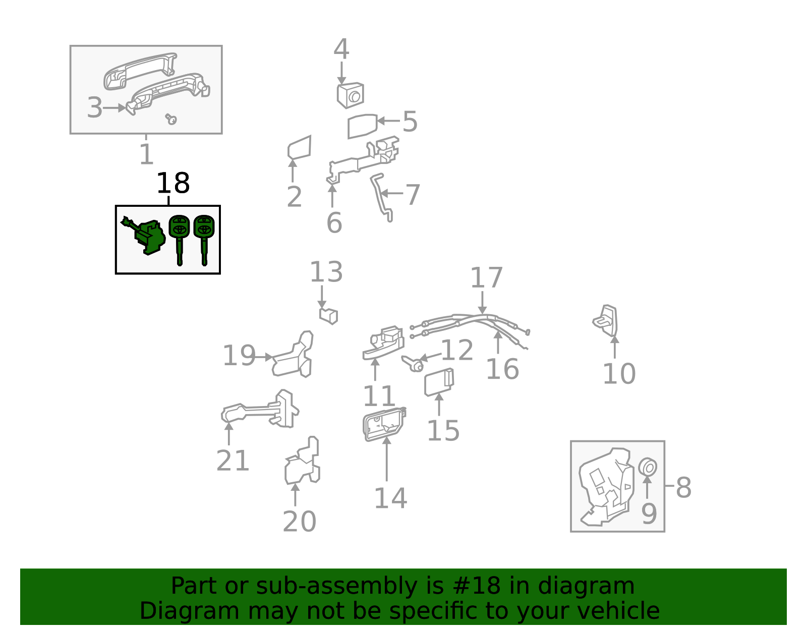 2007-2019 Toyota Door Lock Cylinder (Left) 69052-0C010 | OEM Parts Online