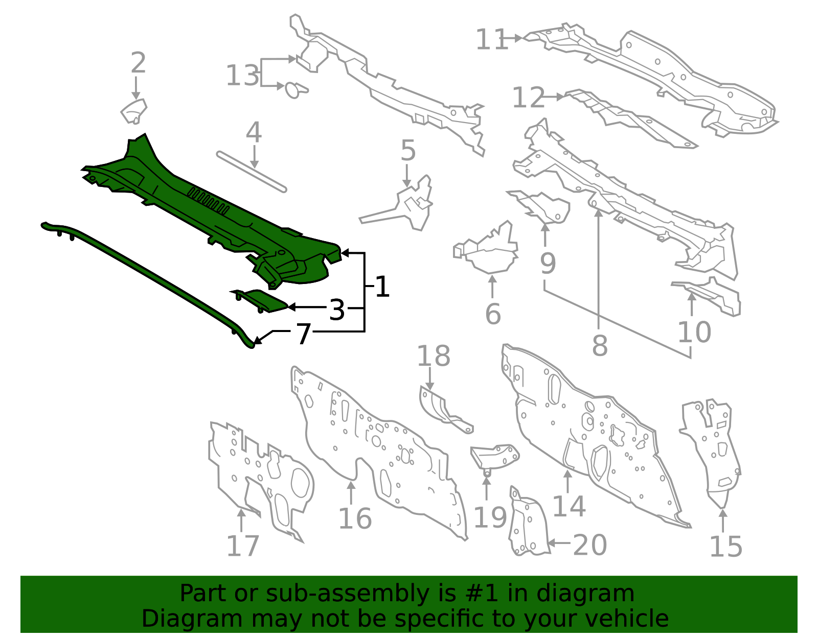 2023-2025 Toyota 2023-2024 Toyota - Cowl Grille 55708-12580 | Sparks Parts