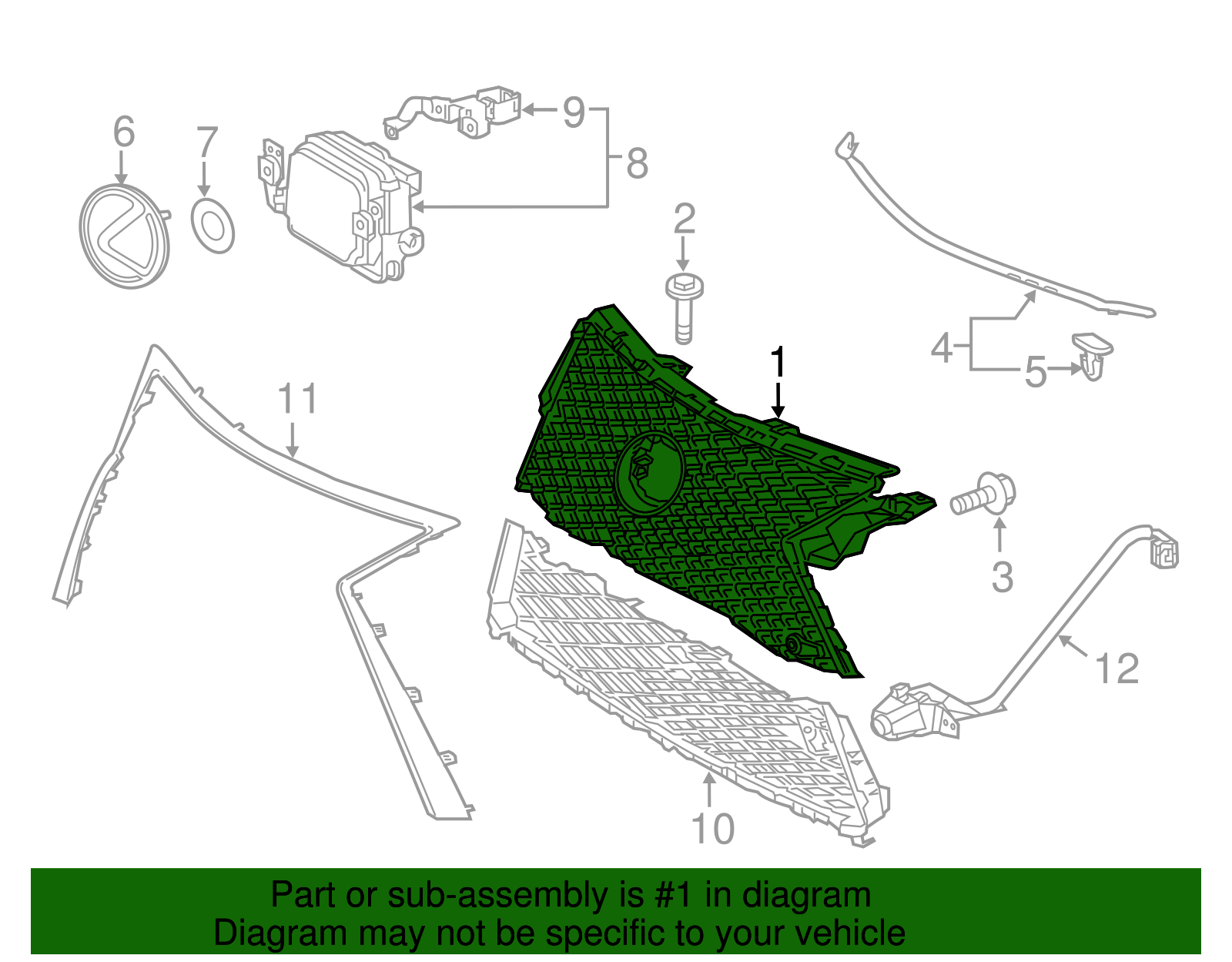 2016-2019 Lexus Grille 53111-48350 | OEM Parts Online