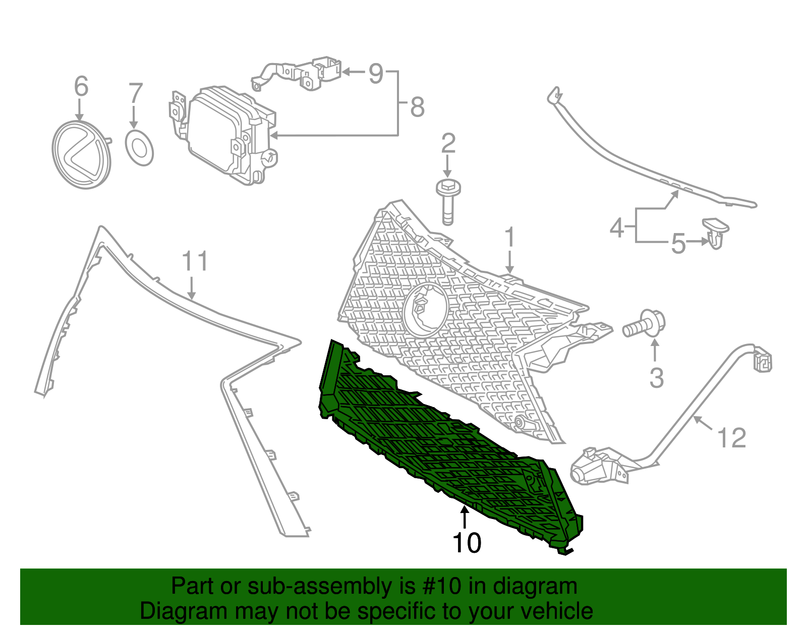 2016-2019 Lexus Lower Grille 53112-0E160 | OEM Parts Online