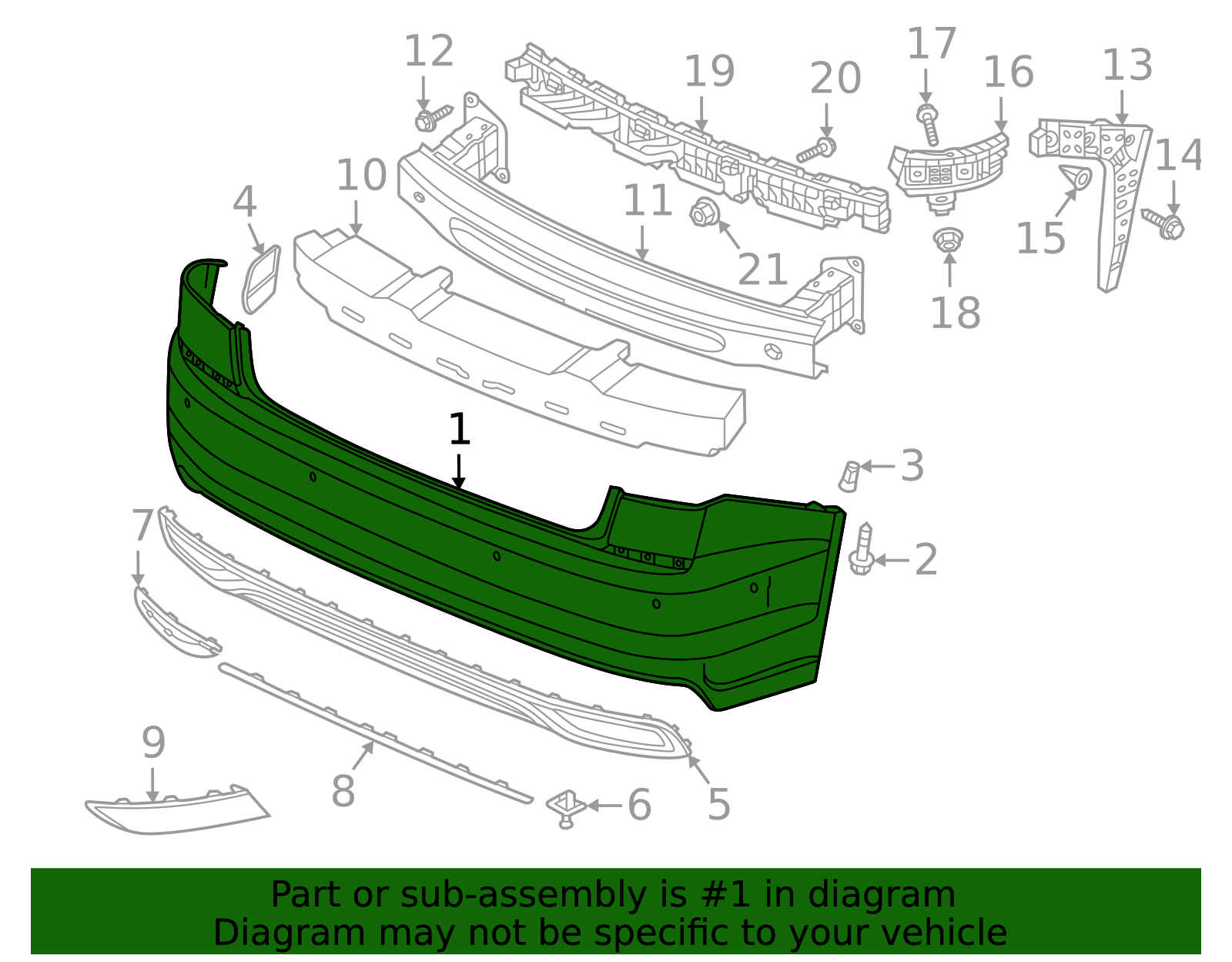 561-807-421-L-GRU - Bumper Cover 2020-2022 Volkswagen Passat ...