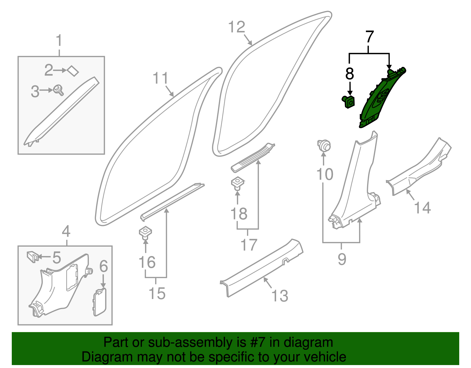 2014-2020 Infiniti Q50 Upper Center Pillar Trim 76913-4GA0A | Infiniti ...