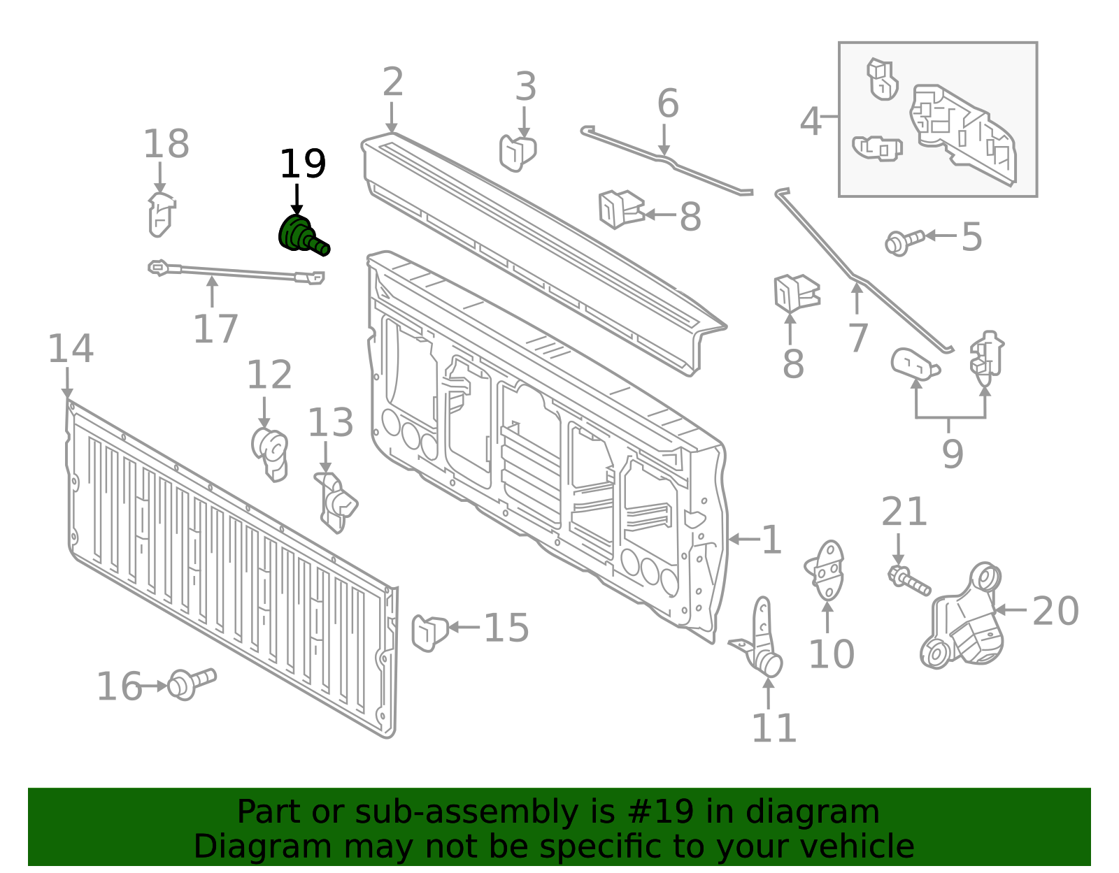 68965 04030 Shaft Tail Gate Stay 2016 2023 Toyota Tacoma Oem