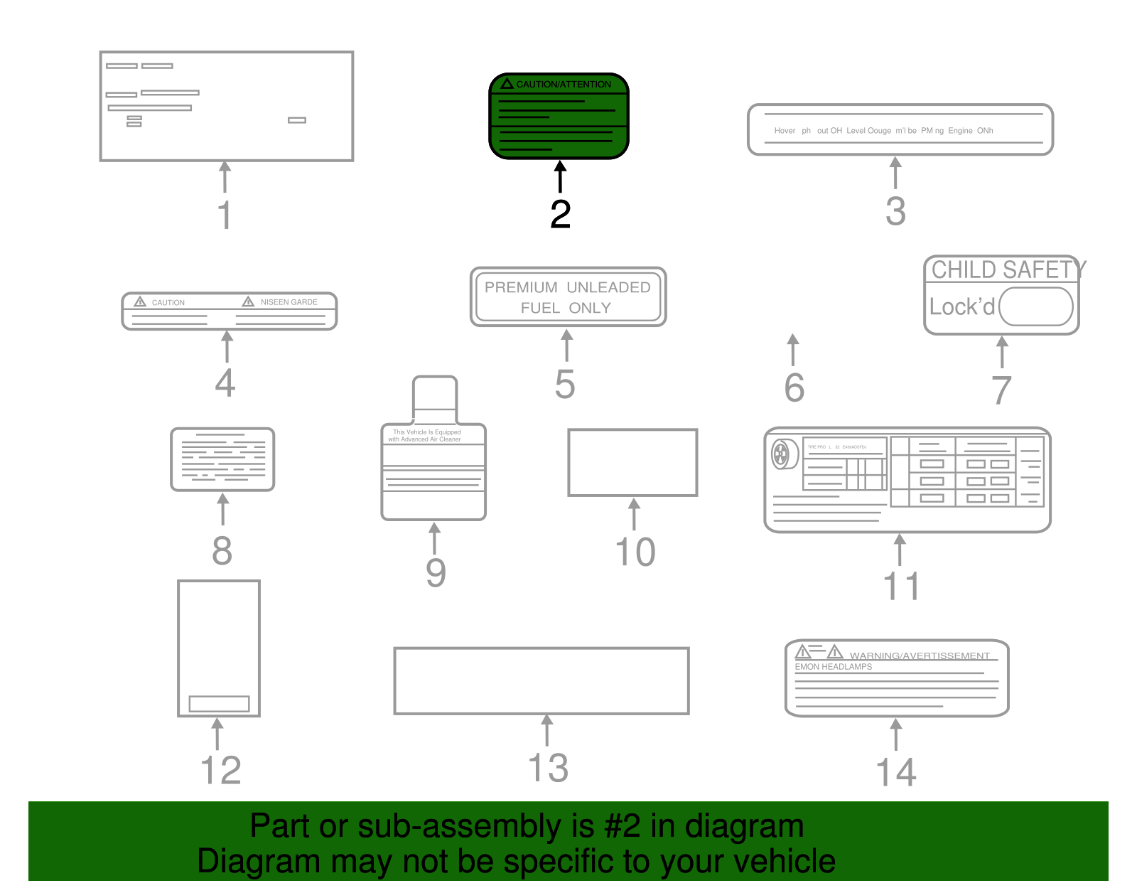 99053-CA000 - Caution Label 2003-2017 Nissan | Nissan Parts ...