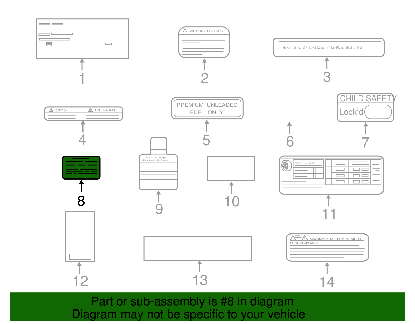 2011-2017 Nissan Quest AC Label 27090-1JA0A | Scott Evans Nissan Parts