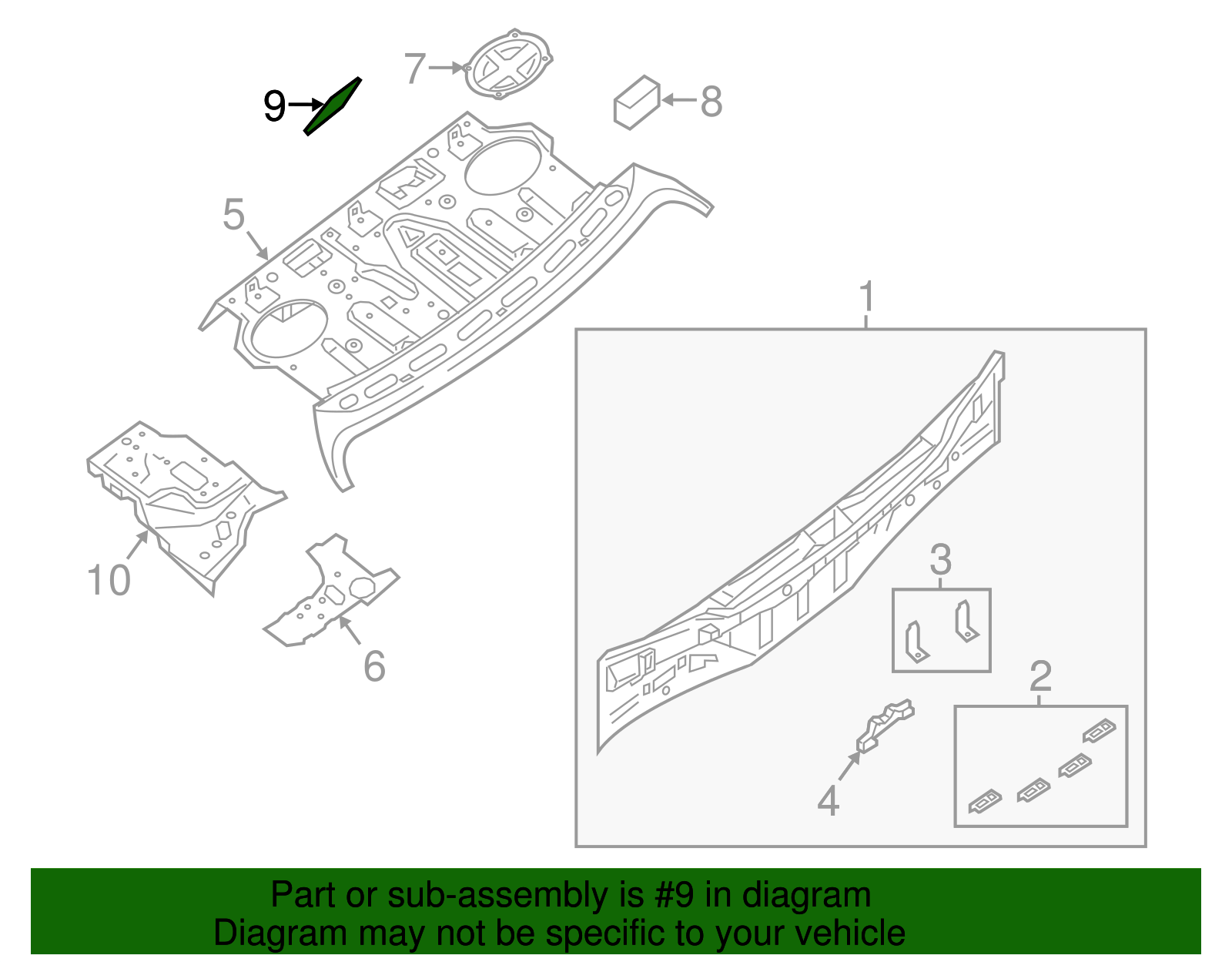 76884-EL005 - Insulator Pillar Inner Insulator Roof (Rear) 2013-2019 ...