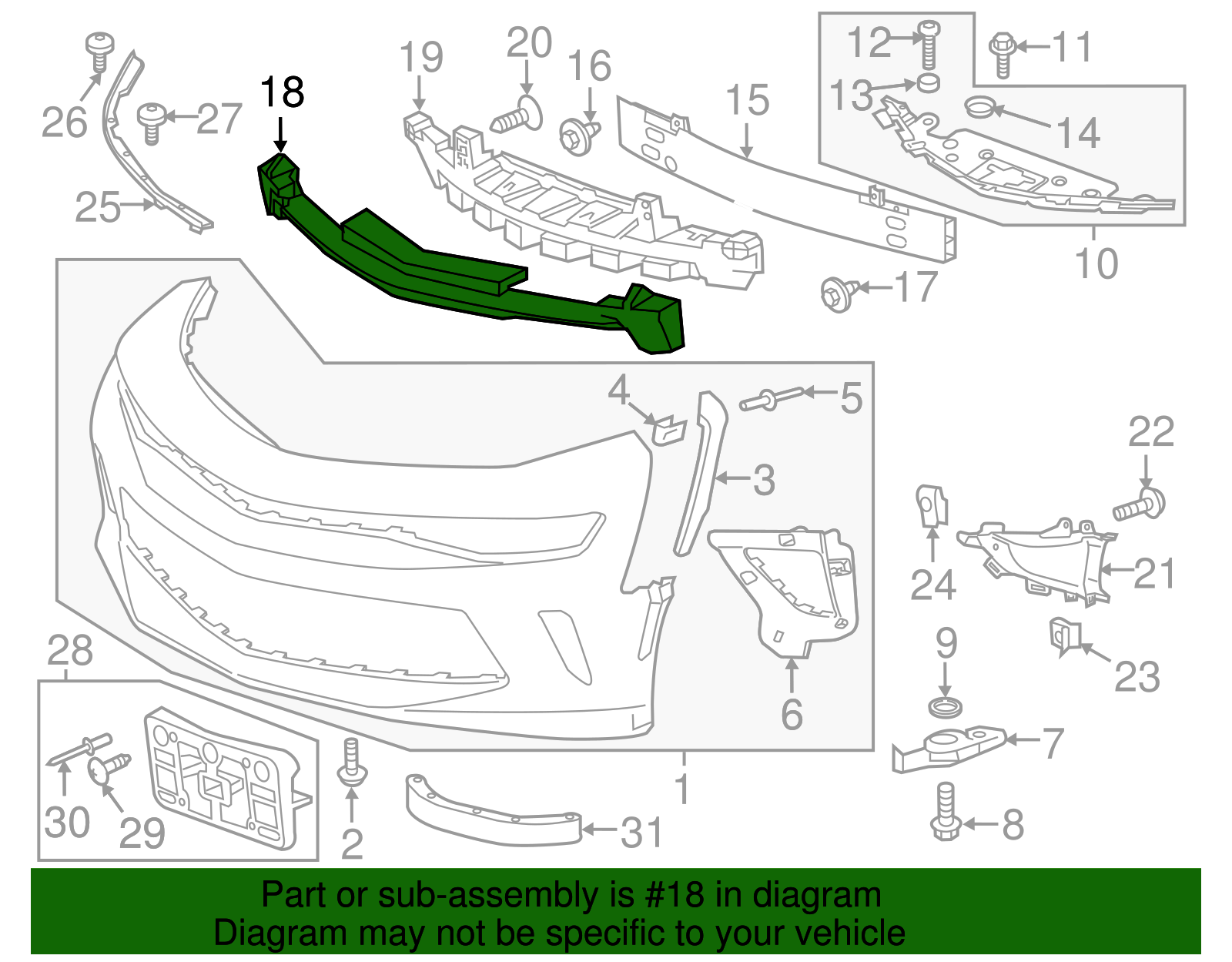 2016-2018 Chevrolet Camaro Front Bumper Fascia Energy Absorber 23386457 ...