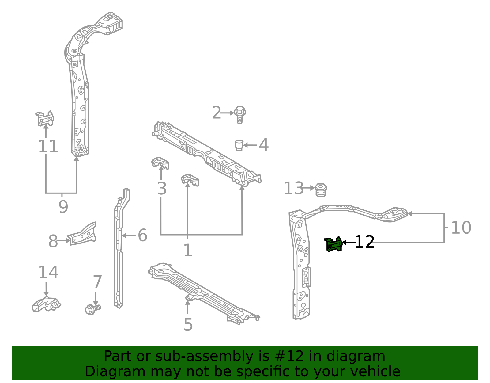 2020-2025 Toyota Highlander Fender Mtg Bkt 57226-0E090 | MotorMotor