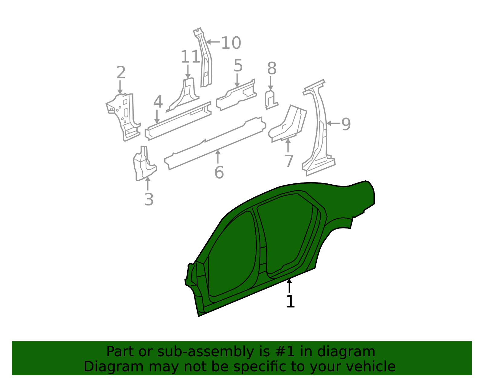 2008-2012 Chevrolet Malibu Driver Side Body Side Panel 20987333 GM ...