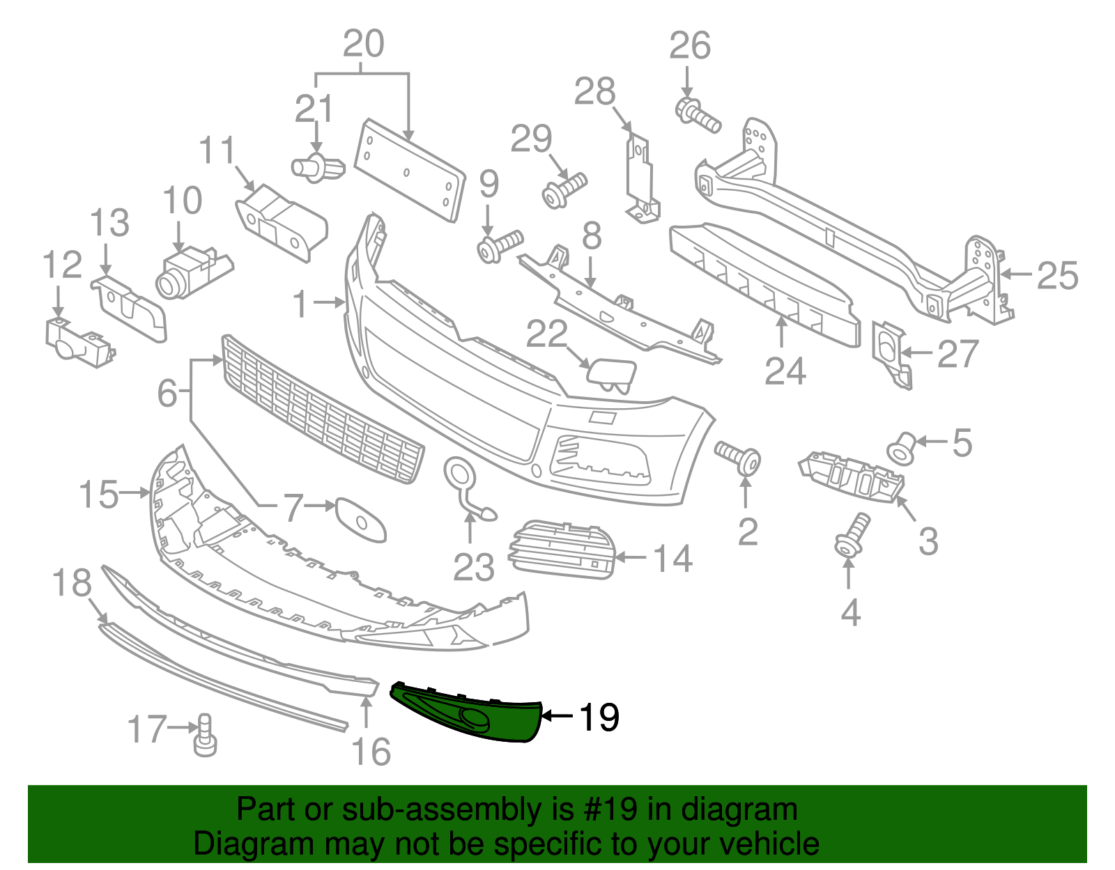 7P6-807-489-D-9B9 - Fog Lamp Bezel 2014 Volkswagen Touareg | Volkswagen ...