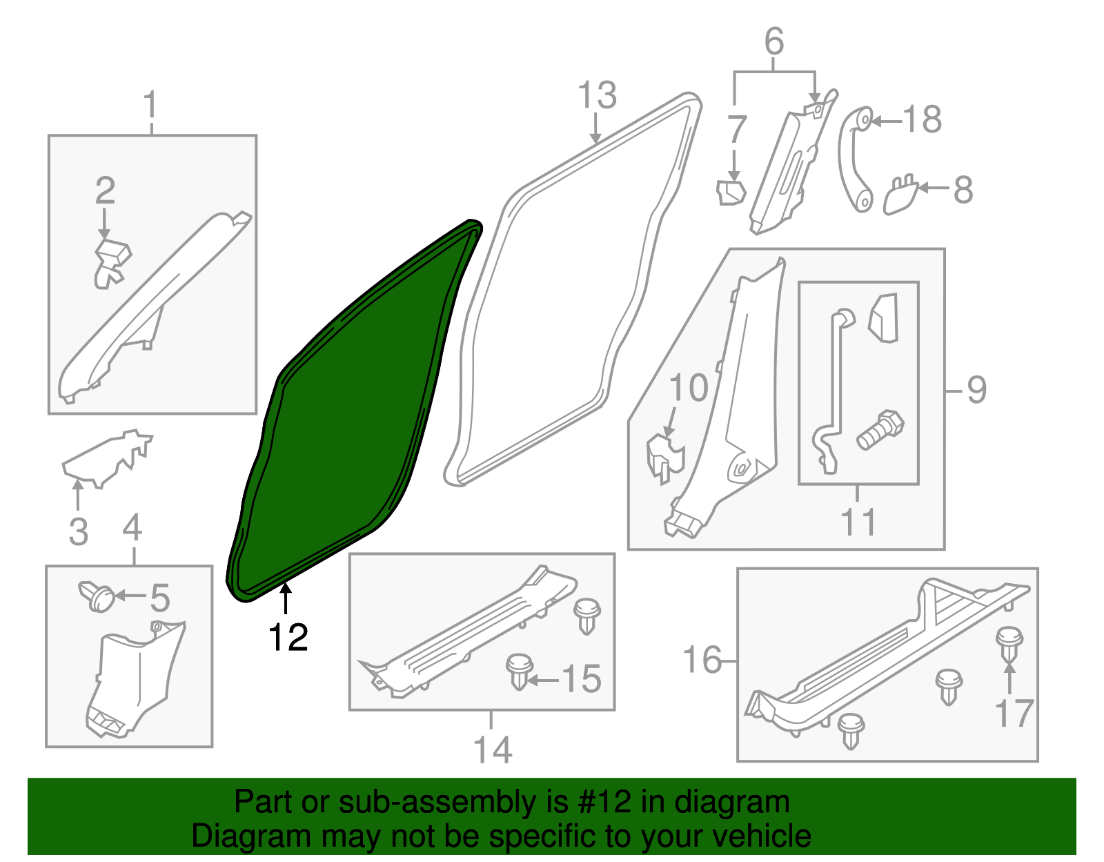 2011-2017 Nissan Quest Body Weather-Strip 76922-1JA0B | Scott Evans ...