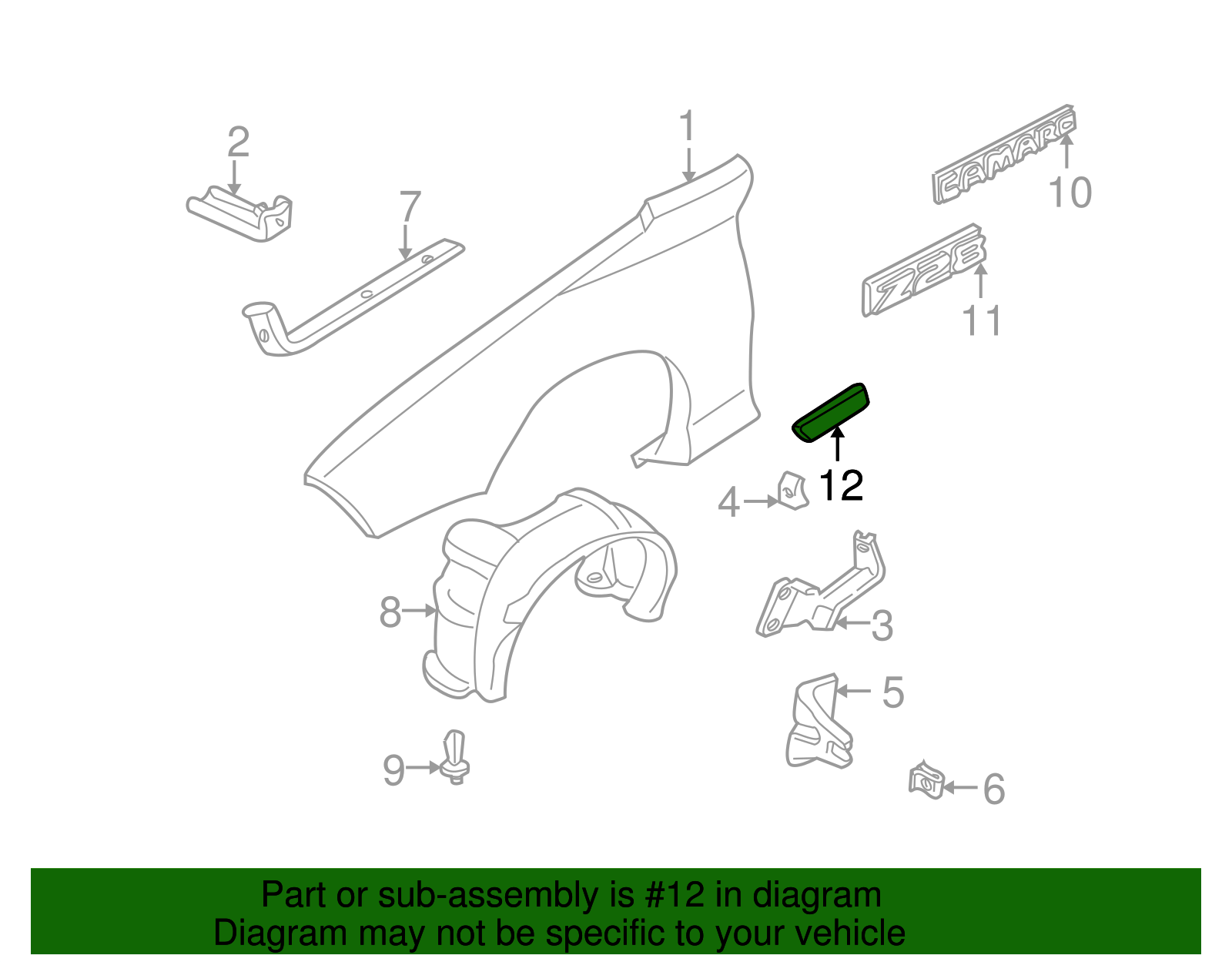 1993-2002 Chevrolet Camaro Body Side Molding 88892067 | Shop Matick ...