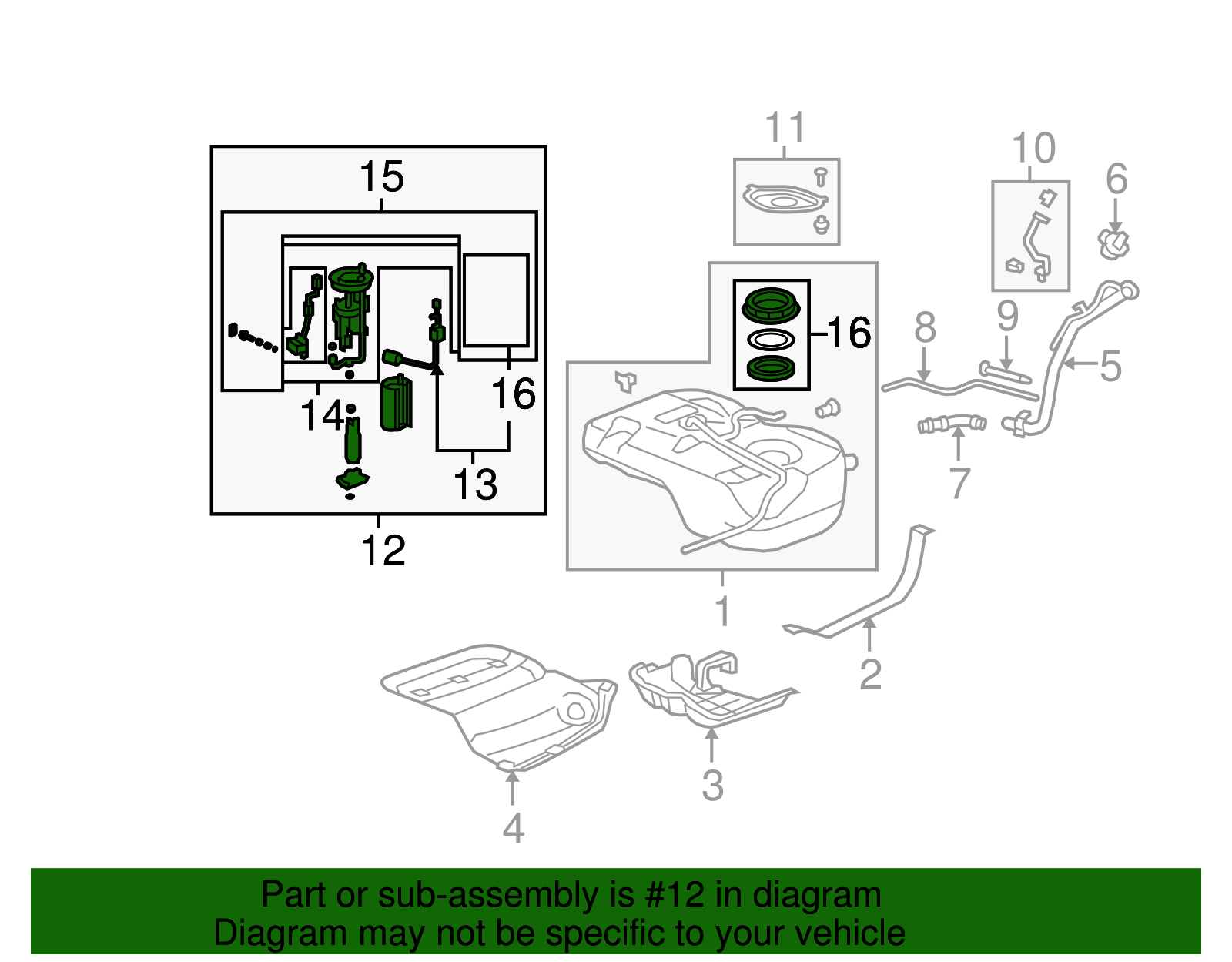 17045-SZA-A00 - Module Set Fuel Pump - 2009-2011 2013-2015 Honda Pilot ...