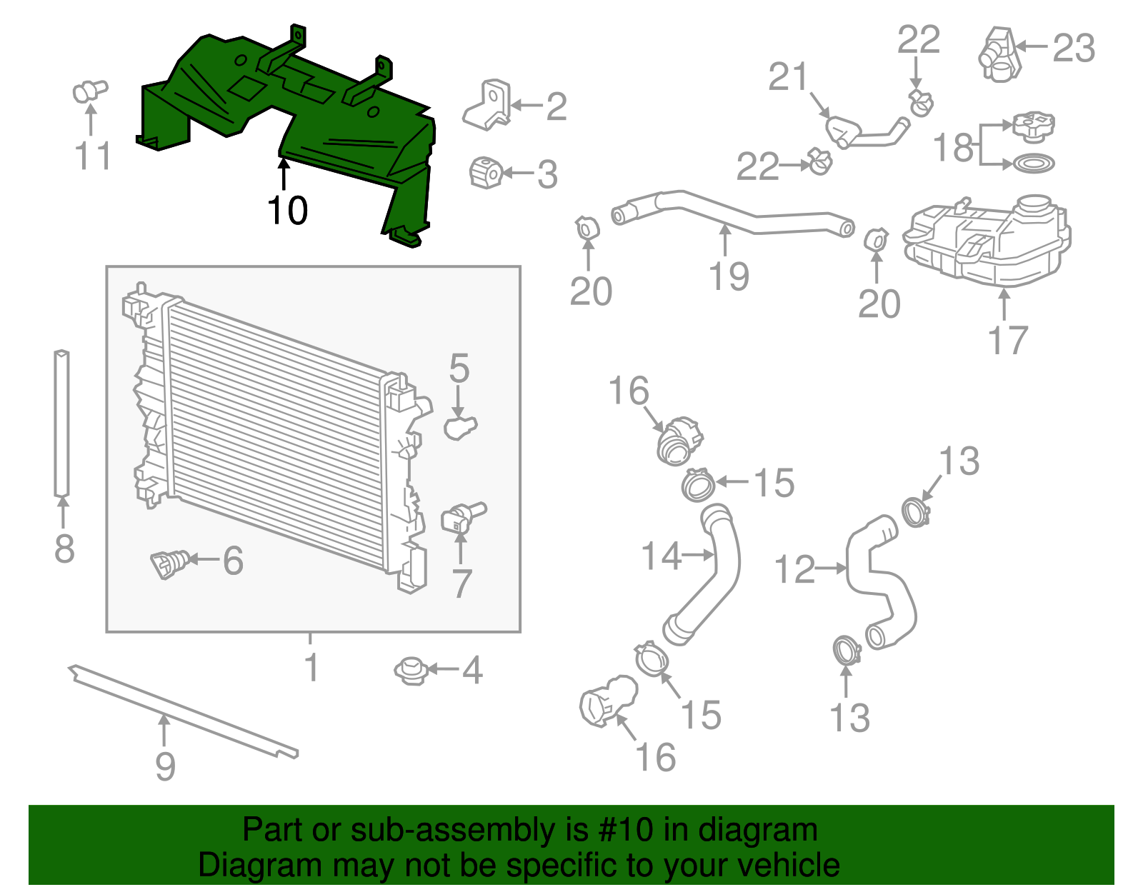 2017-2020 Chevrolet Trax Upper Radiator Air Baffle 42402445 | Capital ...