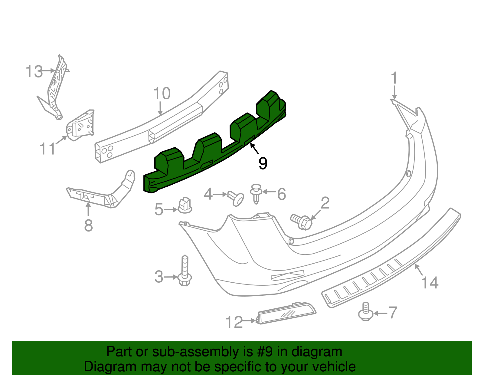 2011-2014 Nissan Murano Bumper Impact Absorber 85090-1GR0A | Nissan ...