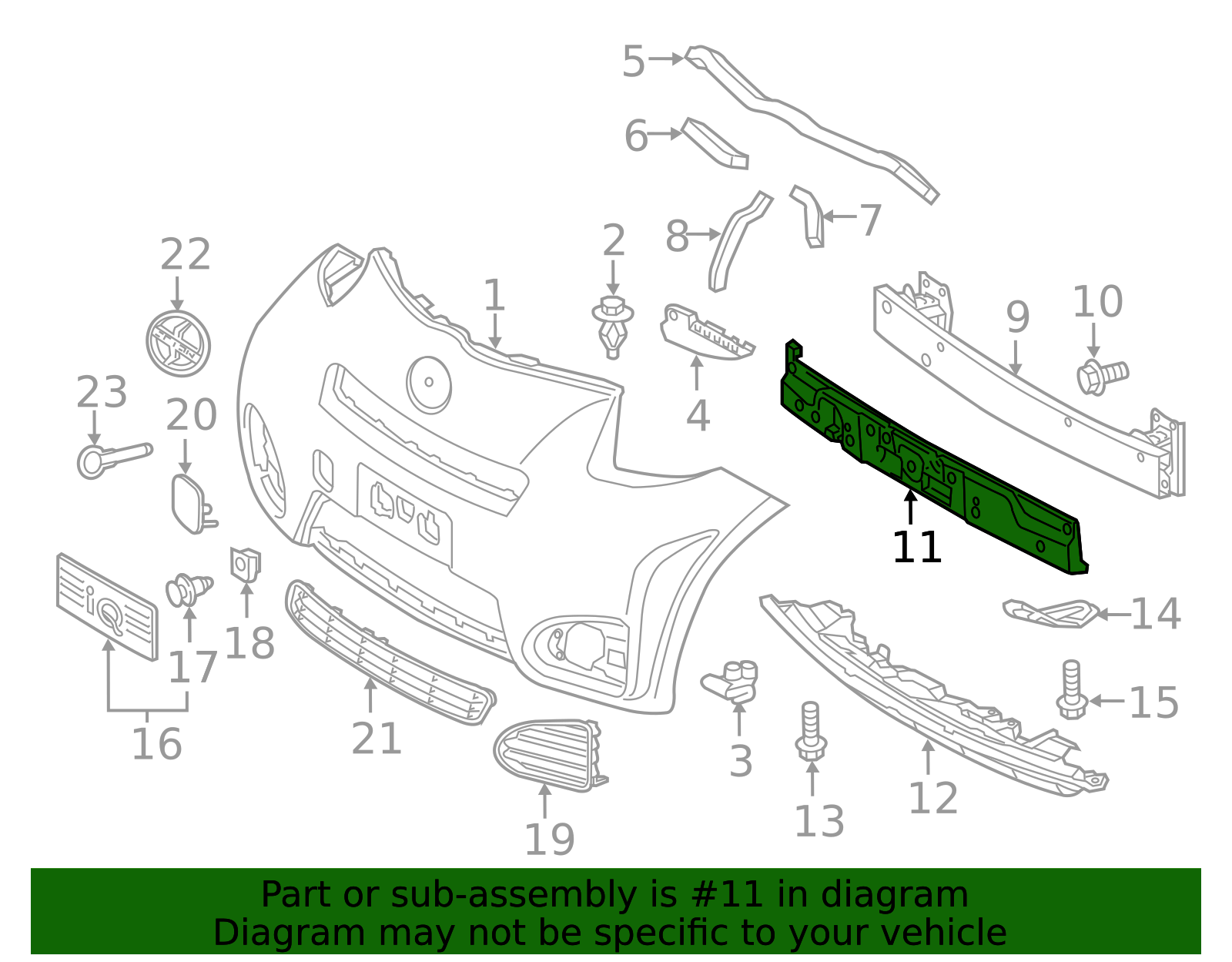 2012-2015 Scion iQ Bumper Impact Absorber 52611-74020 | Toyota Parts Center
