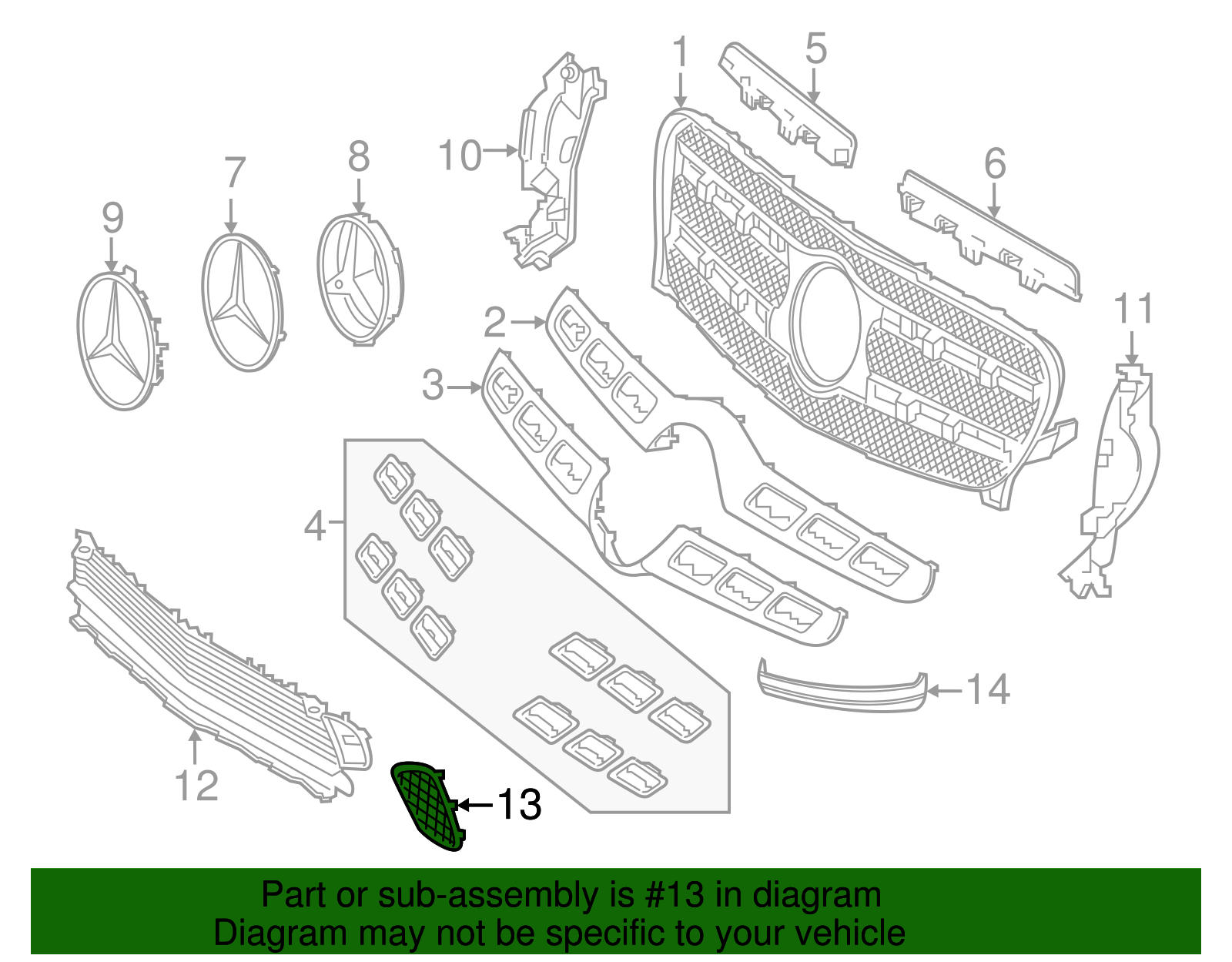 156-885-68-00 - Lower Grille 2018-2020 Mercedes-Benz | Mercedes-Benz ...