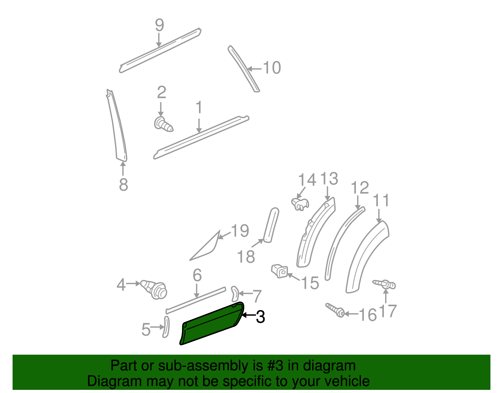 2001-2005 Toyota RAV4 Body Side Molding 75742-42070-B0 | Toyota Parts ...