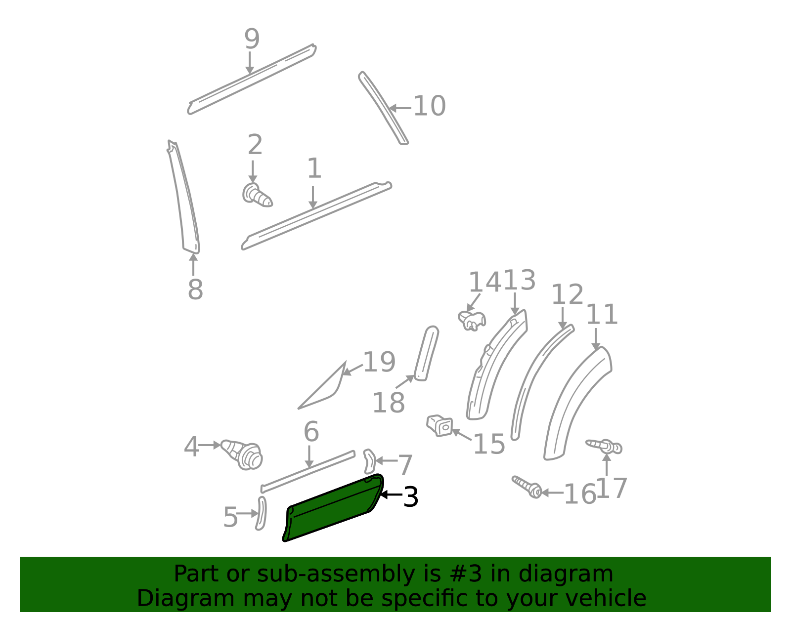2001-2005 Toyota RAV4 Body Side Molding 75742-42070-B1 | OEM Parts Quick
