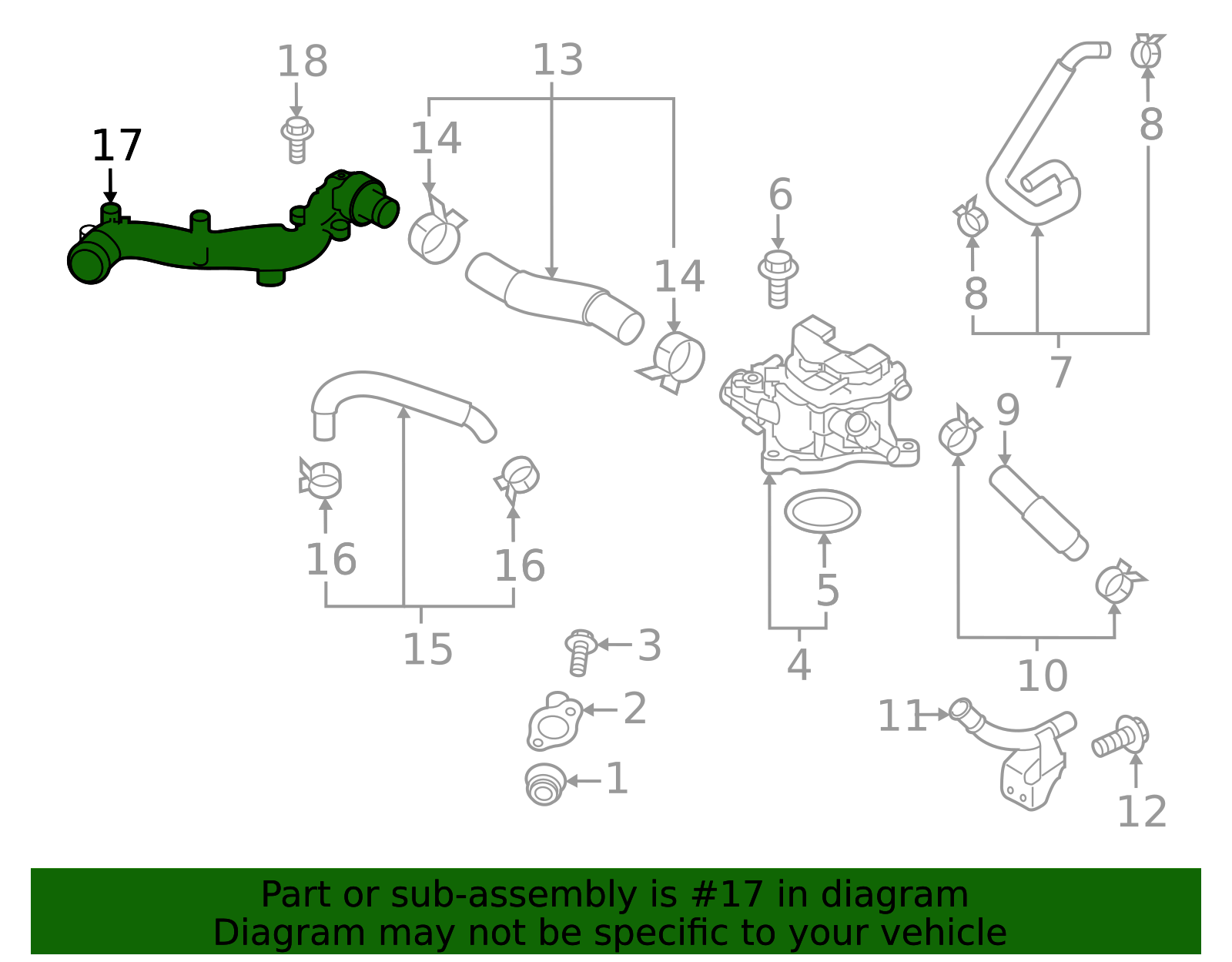 2019-2025 Subaru Engine Coolant Pipe 14050AB310 | Subaru Parts Quick