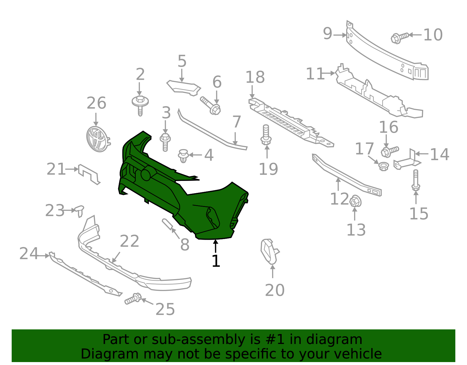 2019-2025 Toyota Cover Front Bumper L P 52119-0R919 | OEM Parts Online